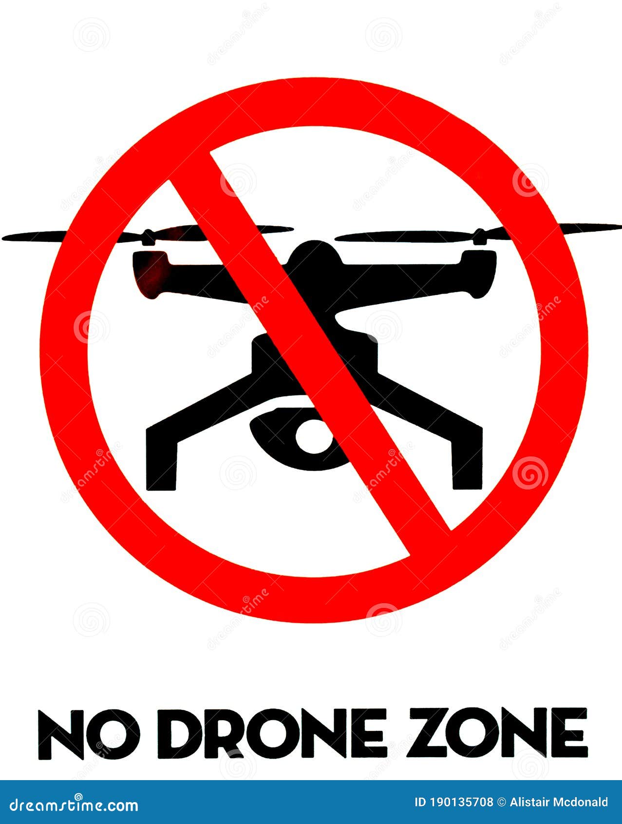 No Drones Zone Warning Sign Prohibit The Launching, Landing, Or ...