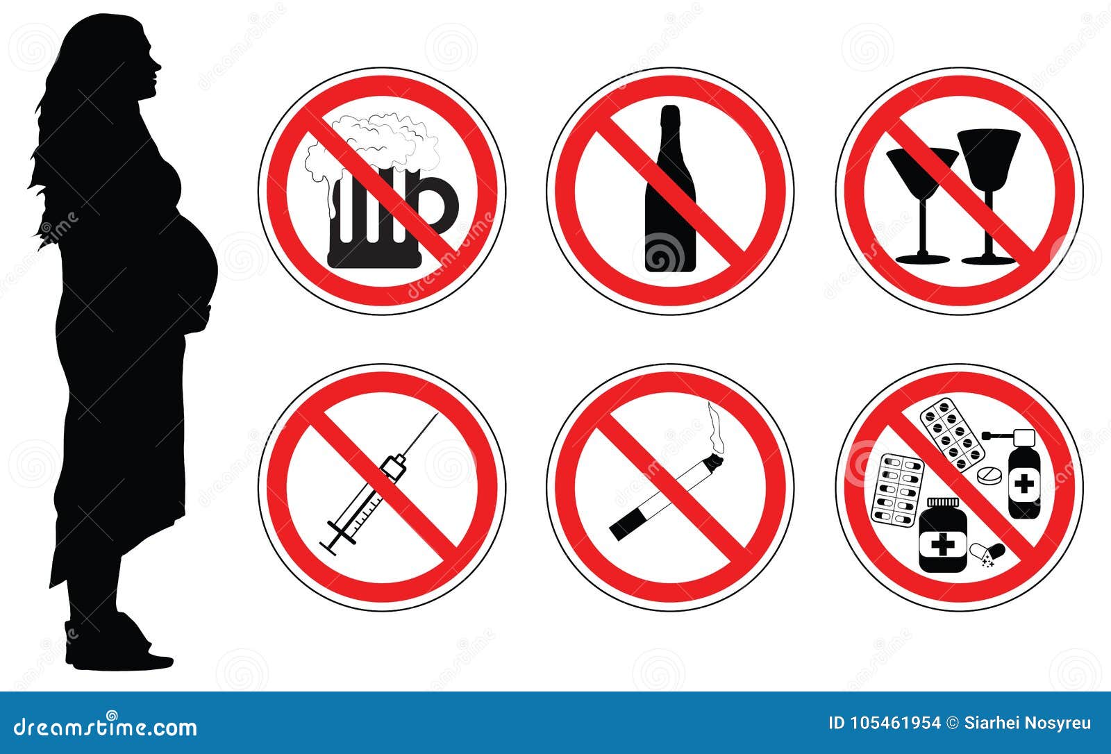 No Drugs, Alcohol, Smoking Cigarettes for Pregnant Woman, Vector Stock ... No Drugs, Alcohol, Smoking Cigarettes for Pregnant Woman, Vector Stock ...