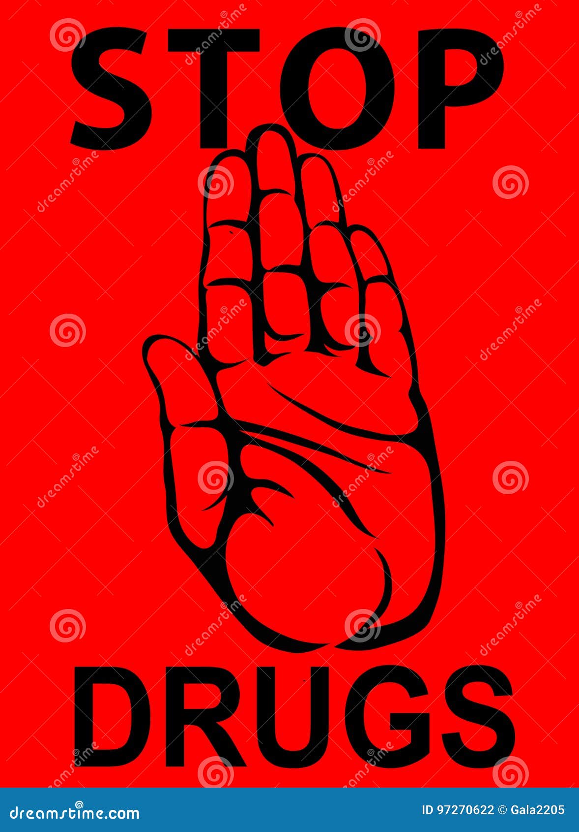 No Drugs. the Hand Shows a Gesture of Stop. Vector Stock Vector ...