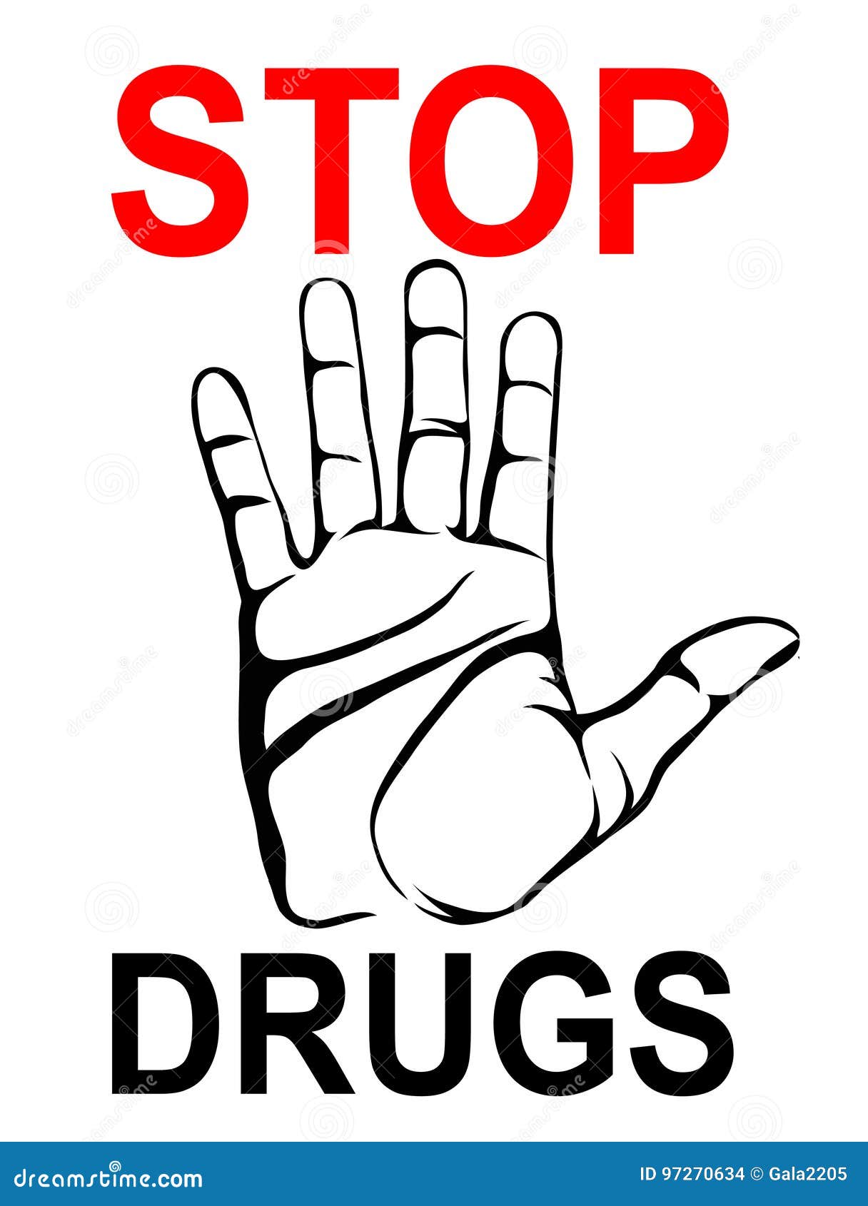 No Drugs. the Hand Shows a Gesture of Stop. Vector Stock Vector ...