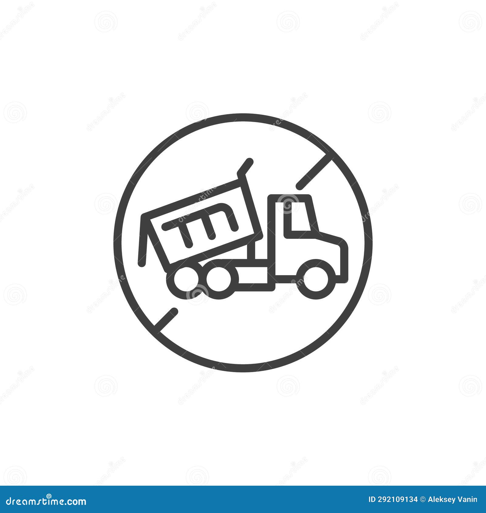 No Dumping Allowed. Prohibition Sign With Silhouette Of A Dump Truck ...