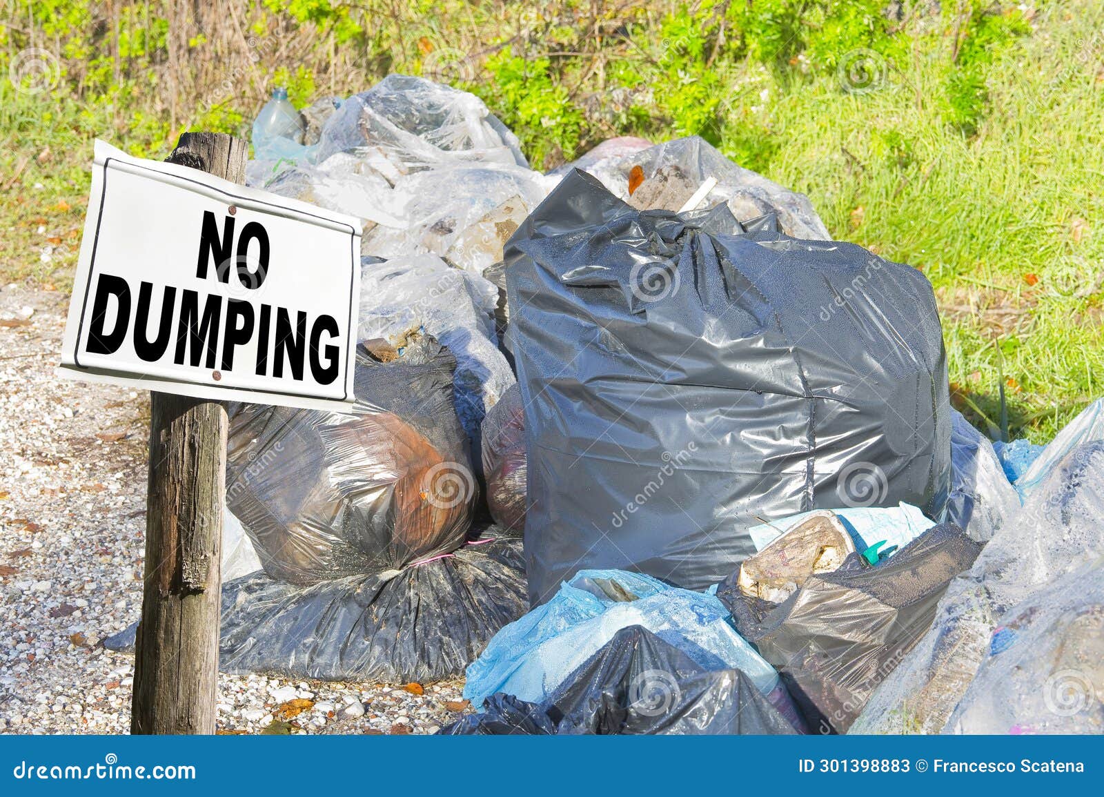 No Dumping Concept with Illegal Garbage Abandoned in Nature Stock Image ...
