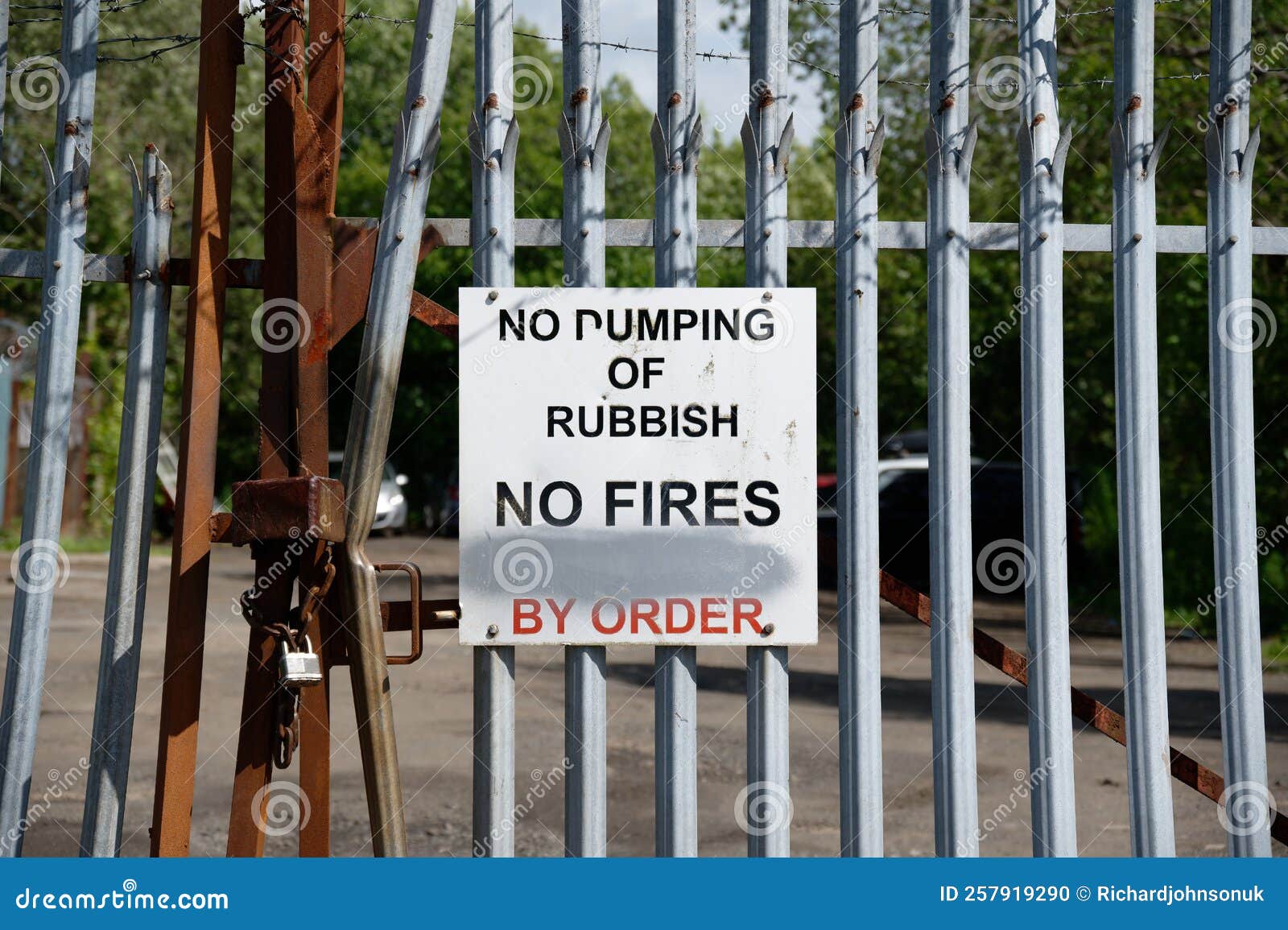 No Dumping of Rubbish No Fires by Order Sign Stock Photo - Image of ...