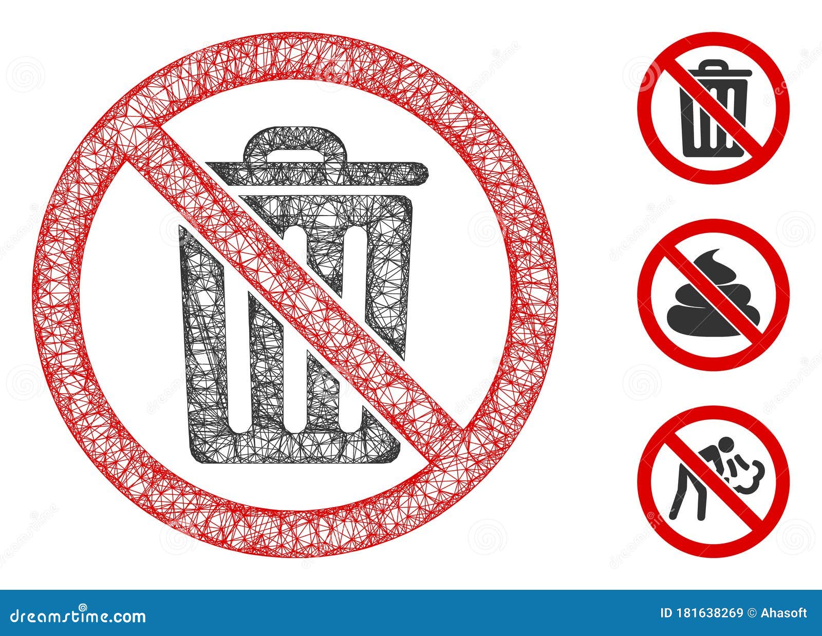 No Dustbin Polygonal Web Vector Mesh Illustration Stock Illustration ...