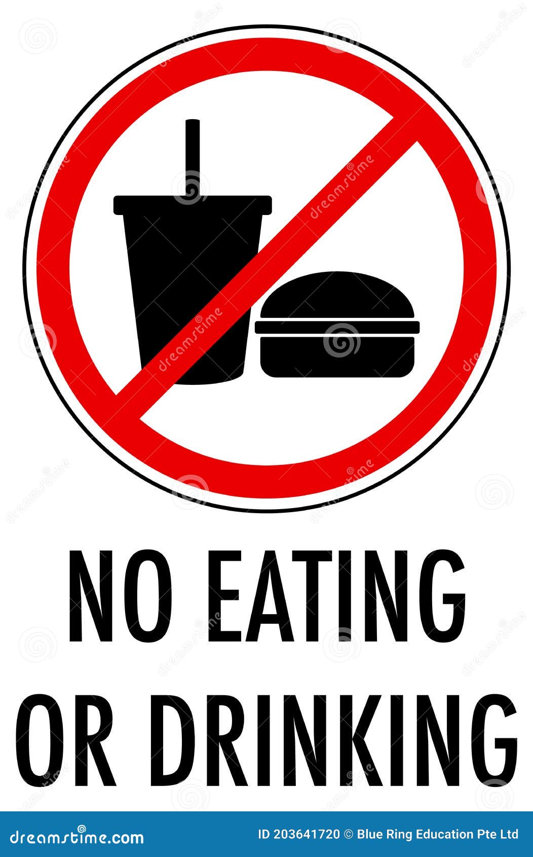 Caution No Eating Or Drinking Symbol Sign, Vector Illustration, Isolate ...