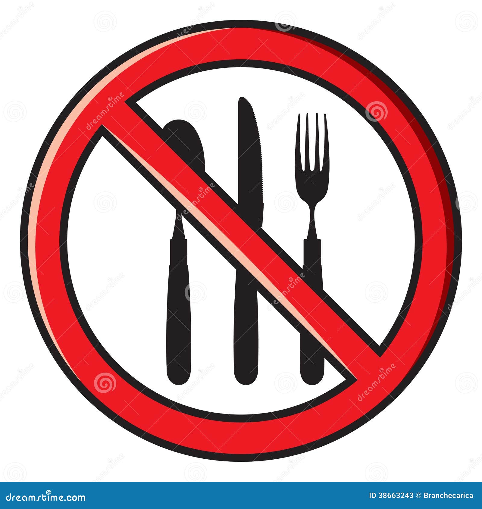 No eating, no food allowed stock vector. Illustration of spoon - 38663243