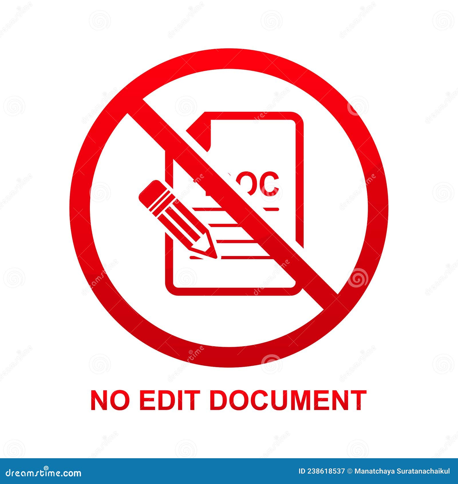 No Edit Document Sign Isolated on White Background Stock Vector ...