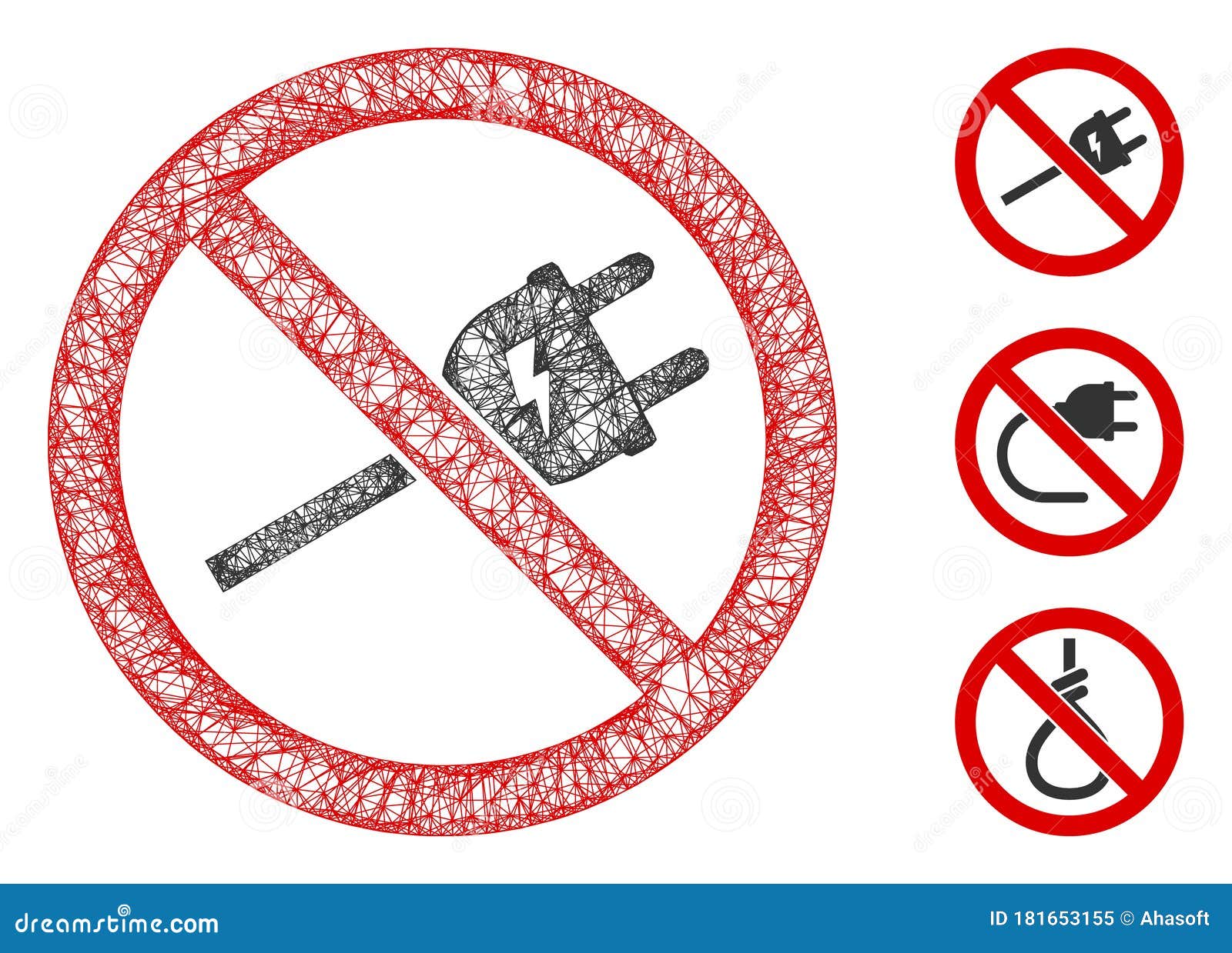 No Electric Cord Polygonal Web Vector Mesh Illustration Stock ...