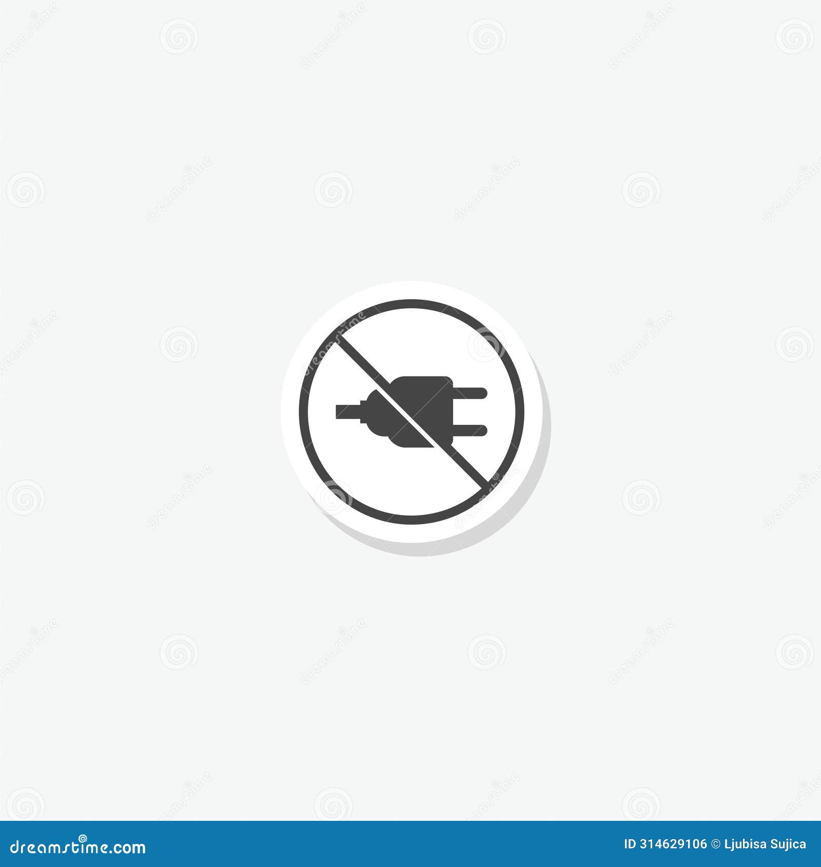 No Electric Power Plug in Icon Sticker Isolated on Gray Background ... No Electric Power Plug in Icon Sticker Isolated on Gray Background ...