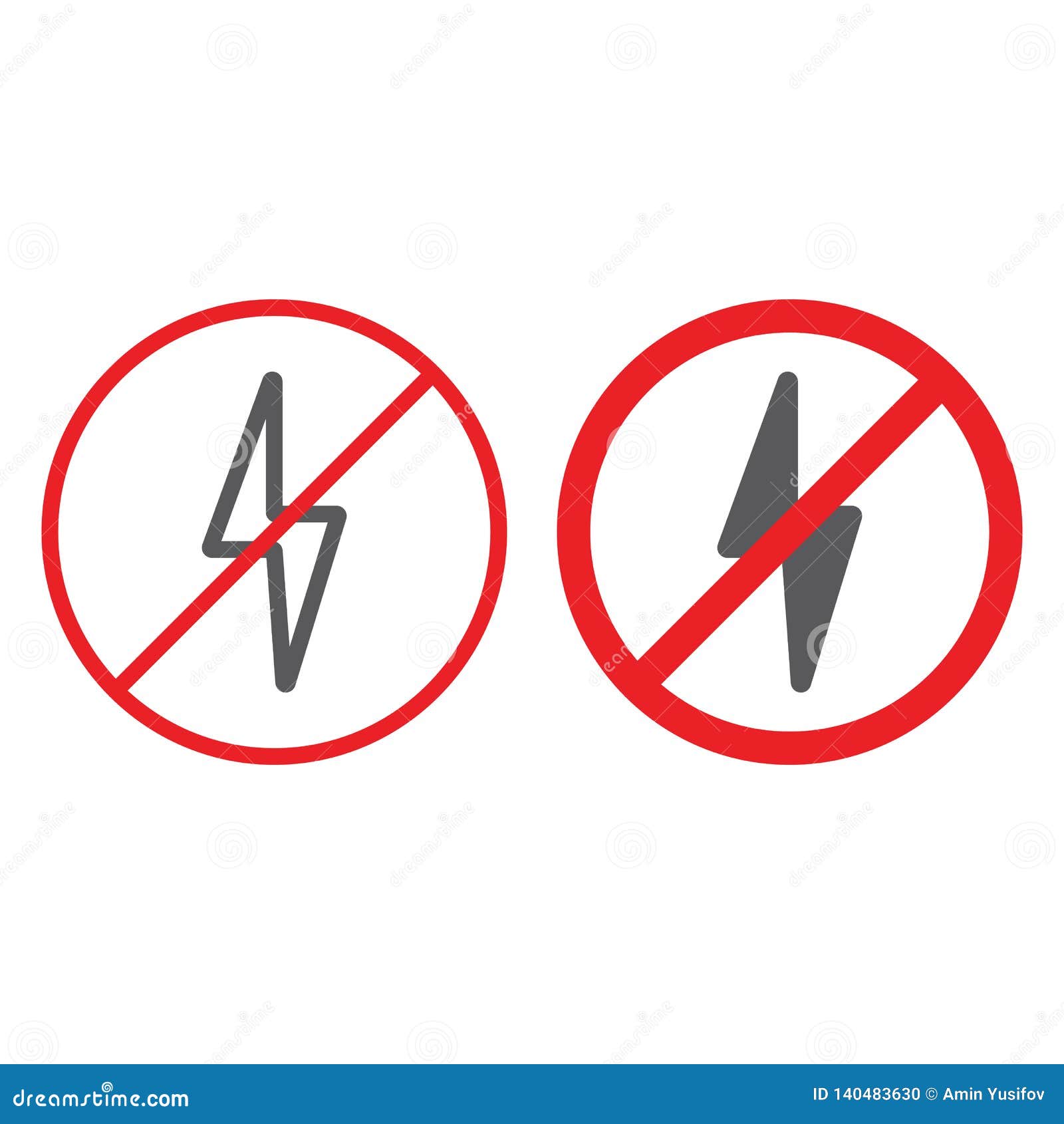 No Electricity Line and Glyph Icon, Prohibited and Ban, No Lightning ...