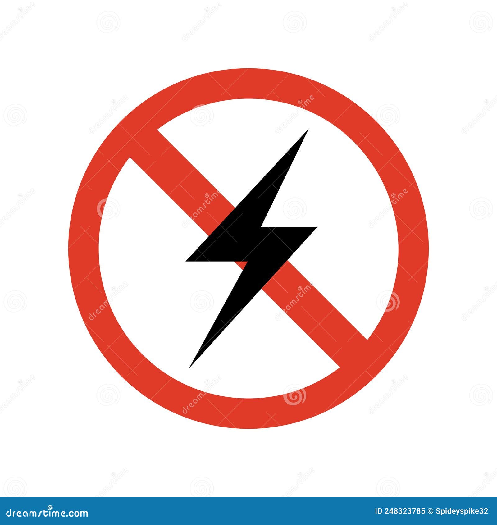 No Electricity Sign. Isolated Vector Illustration Stock Illustration ...