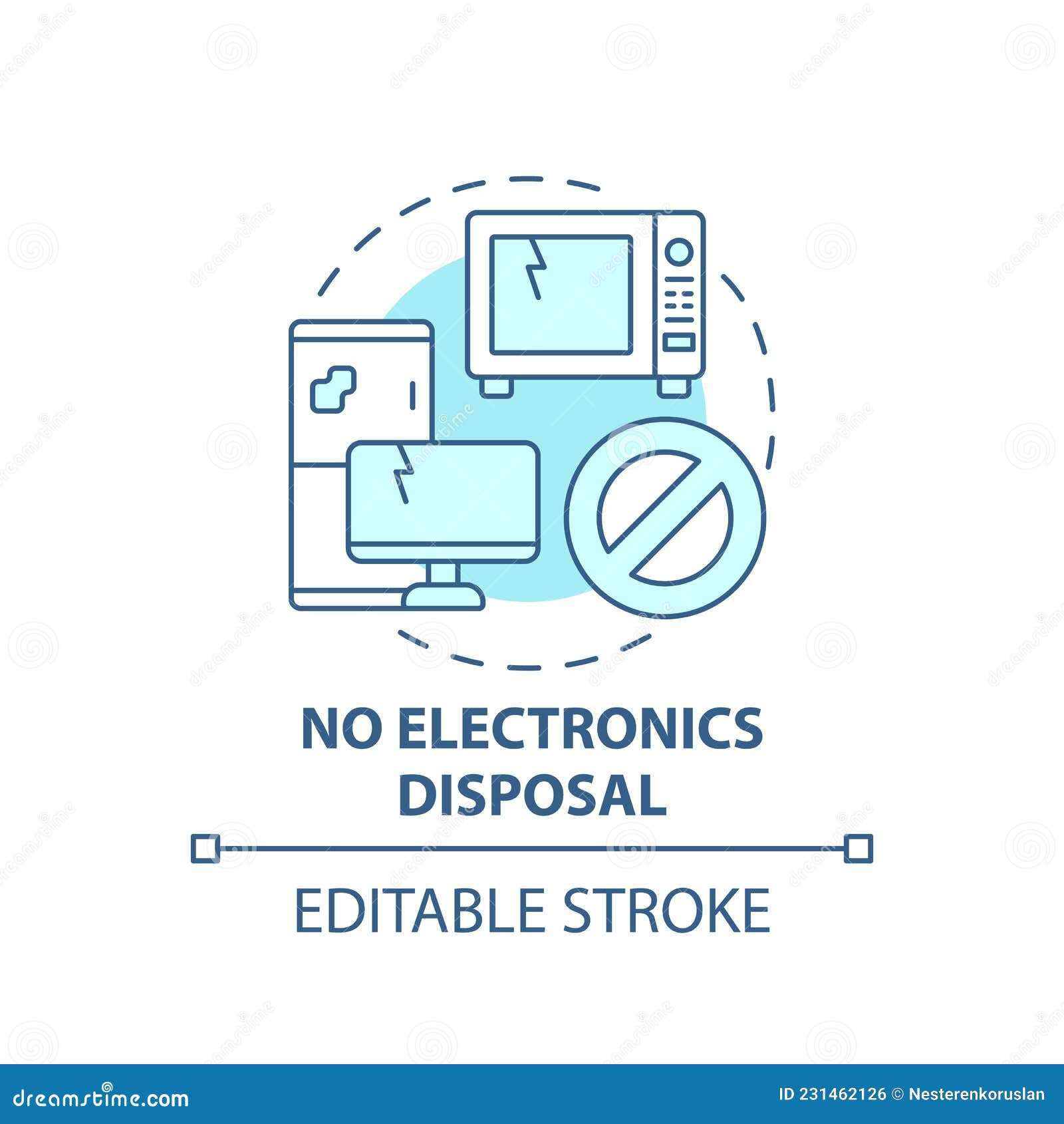 No Electronics Disposal Blue Concept Icon Stock Vector - Illustration ...