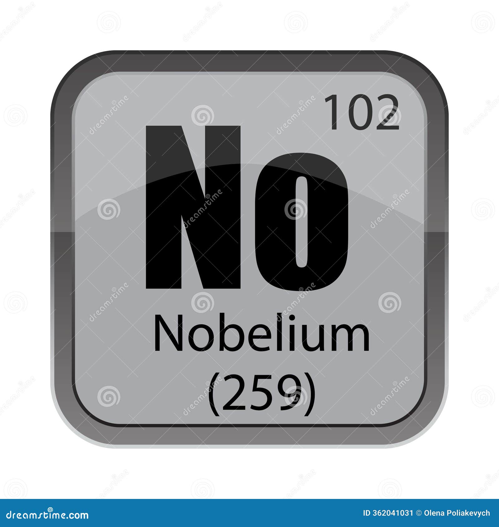 No Element Icon. 102 Atomic Number. 259 Mass Detail. Vector Chemical ...