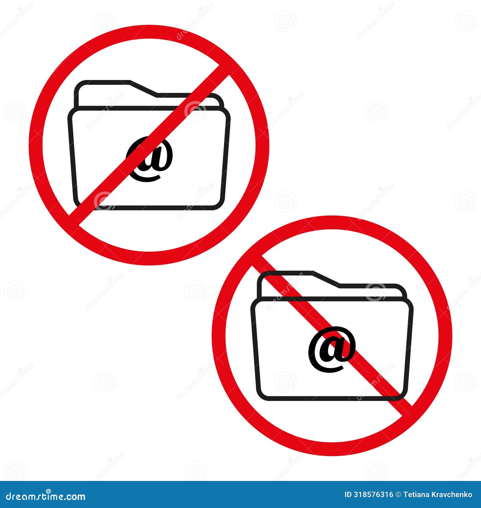 No Email Sharing Vector Icons. Email Link Forbidden Symbols Stock ...