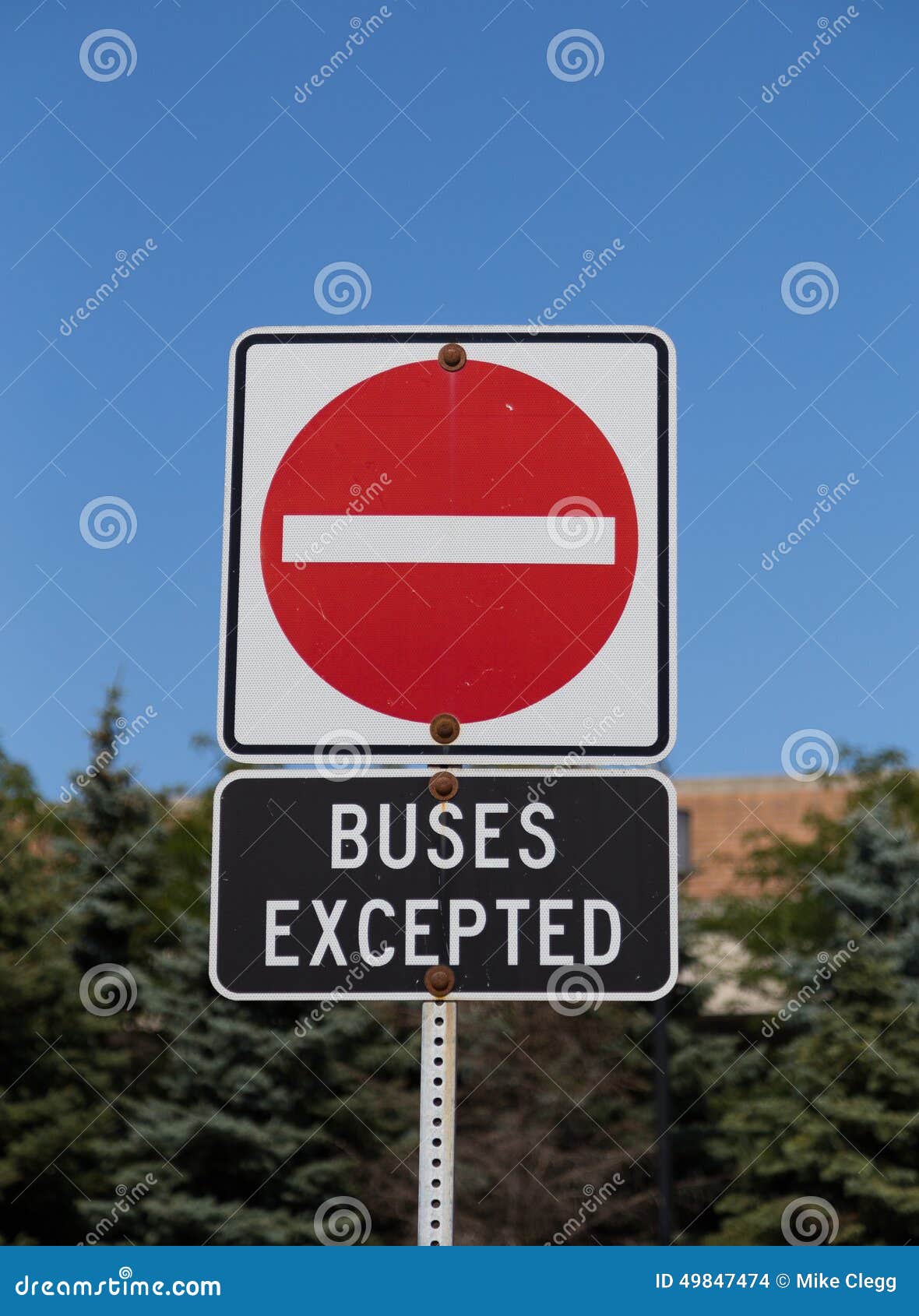 No Entry Buses Excepted Sign Stock Photo - Image of entry, round: 49847474
