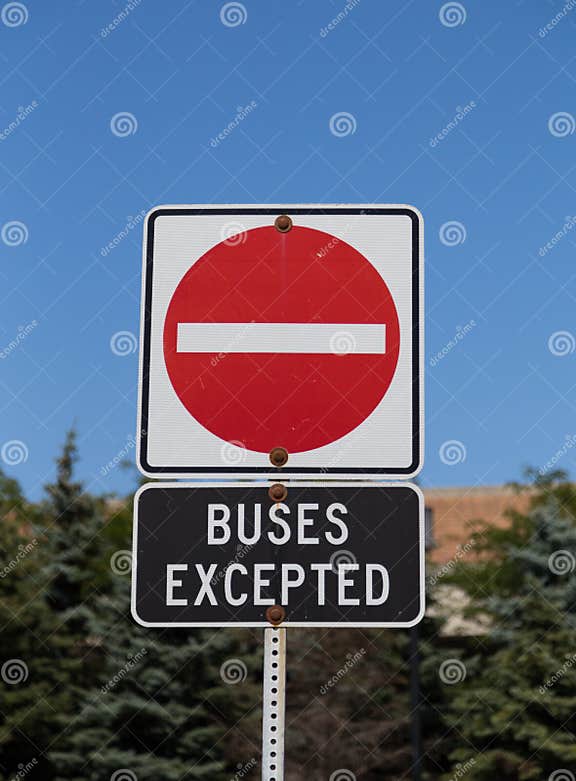 No Entry Buses Excepted Sign Stock Photo - Image of entry, round: 49847474