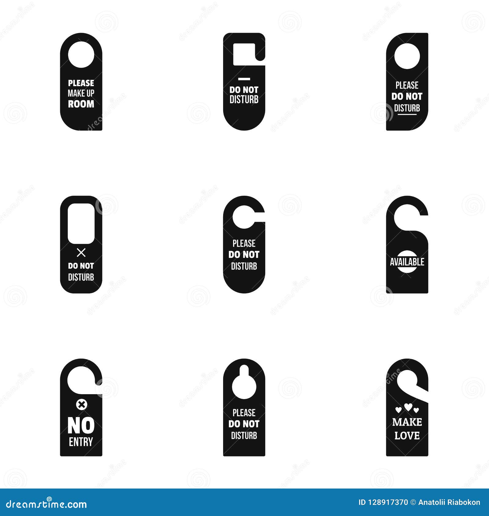 No Entry Door Tag Icon Set, Simple Style Stock Vector - Illustration of ...