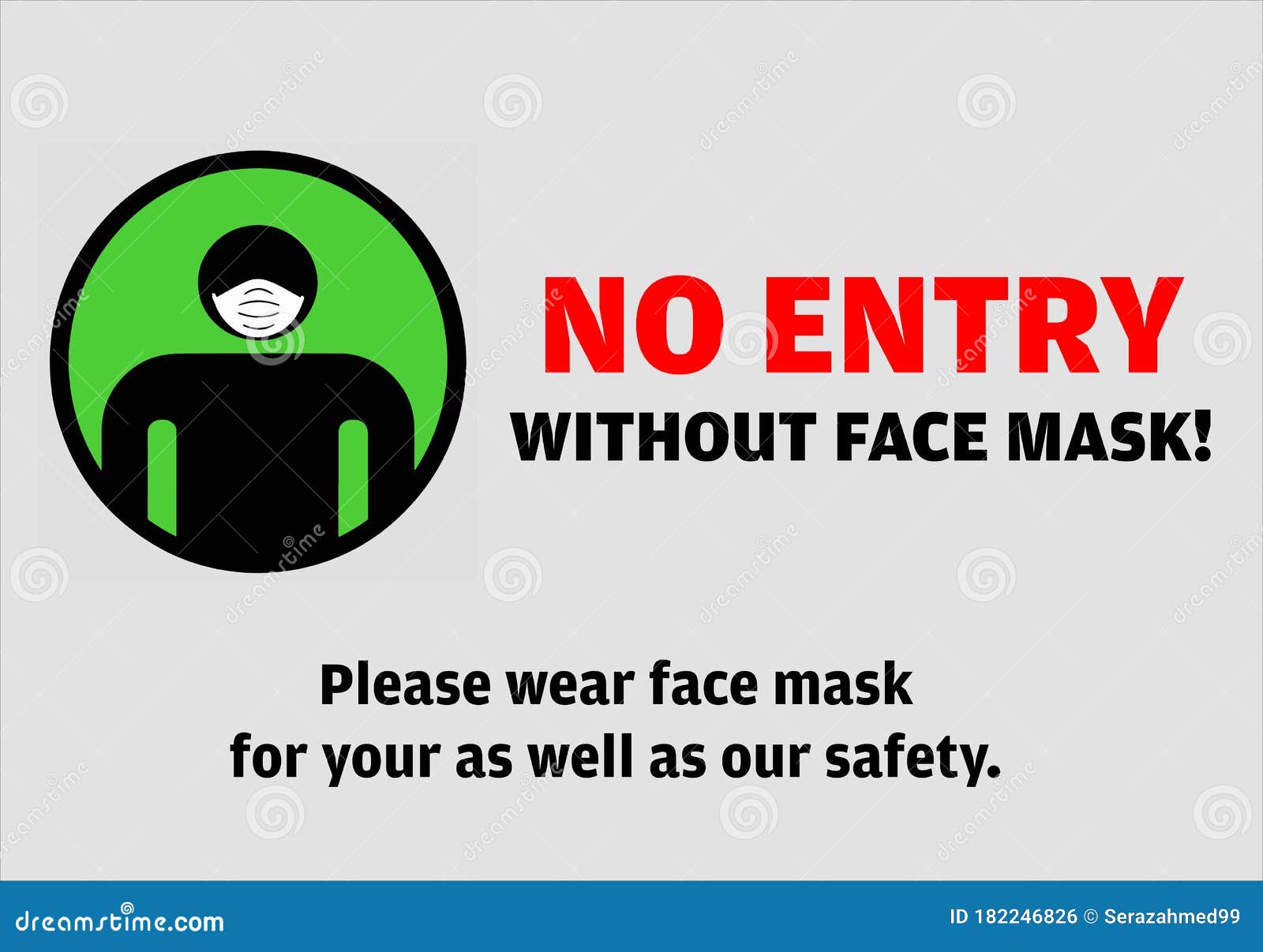 No Entry without Face Mask Message Vector Illustration Stock ...