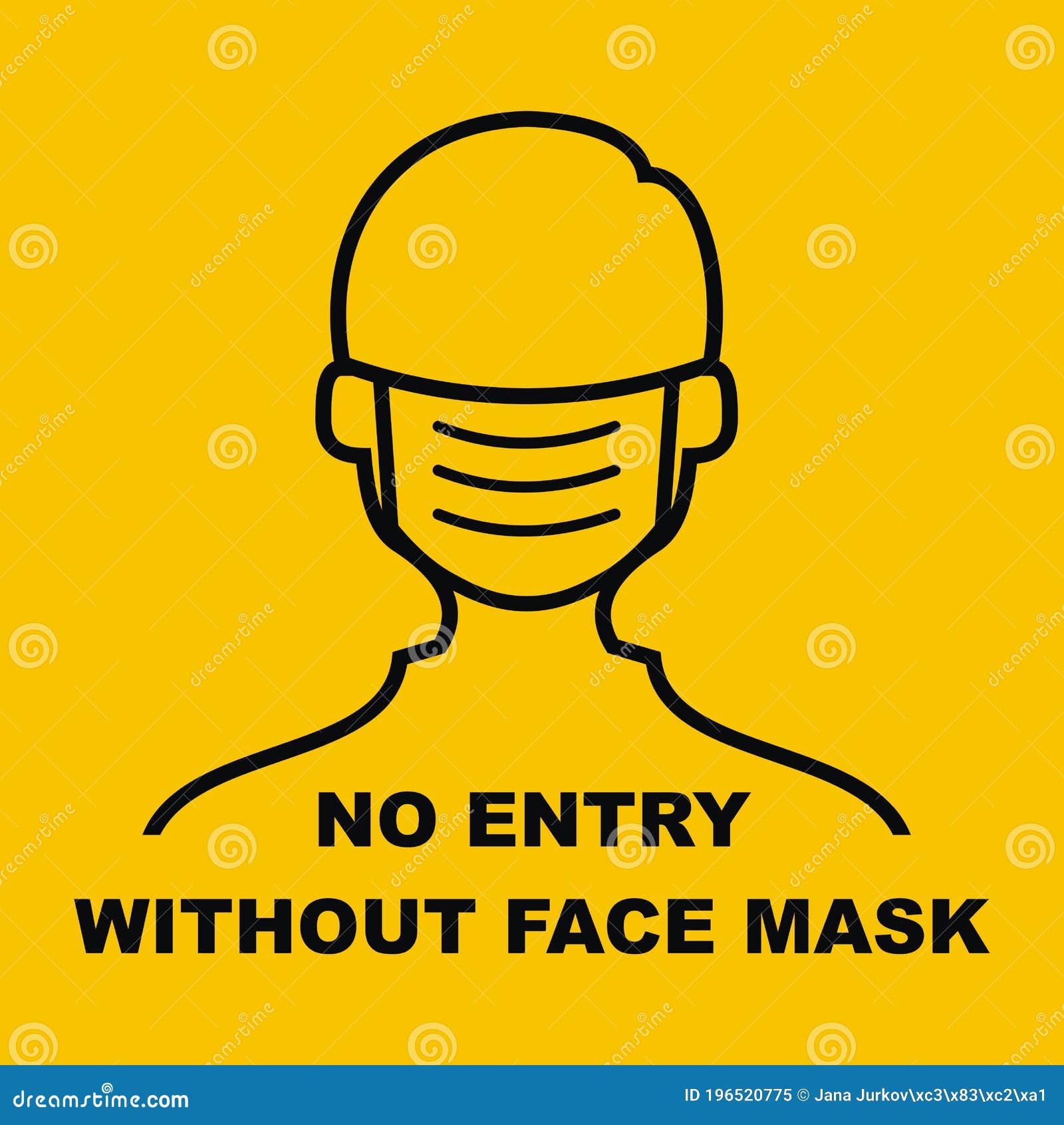 No Entry without Face Mask, Vector Banner Stock Vector - Illustration ...