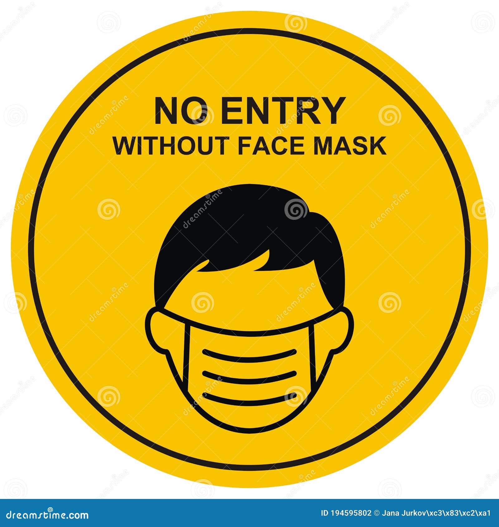 No Entry Without Face Mask, Vector, Blue Background | CartoonDealer.com ...