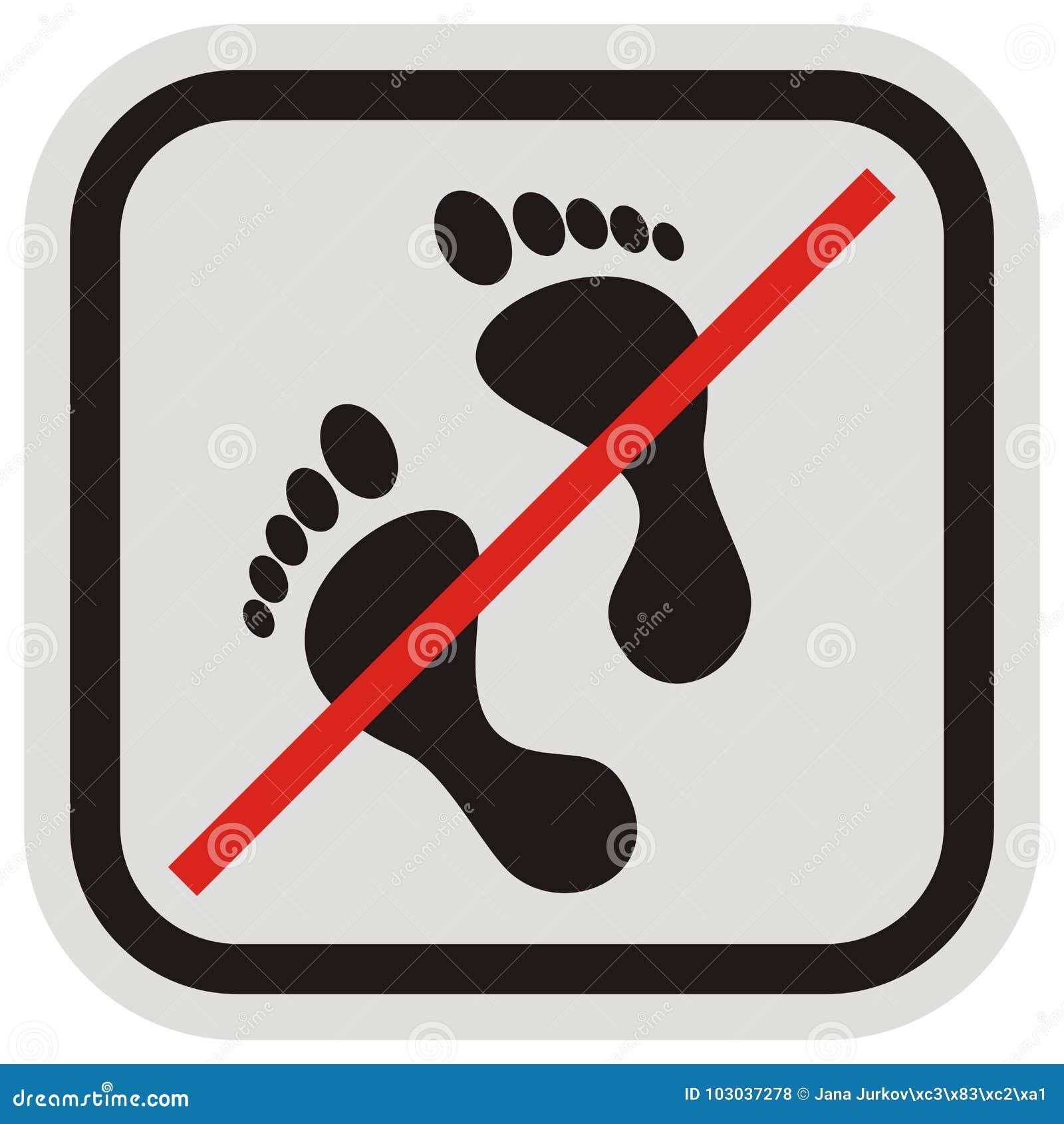 No Entry, Foot, Mark In Red Frame Cartoon Vector | CartoonDealer.com ...