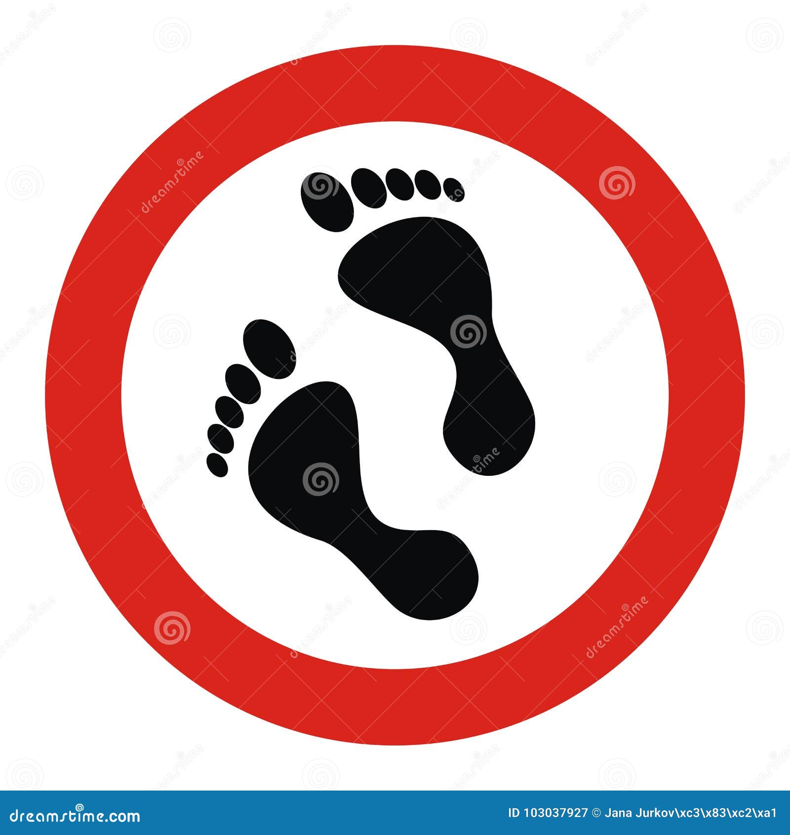 No Entry, Foot, Mark in Red Frame Stock Vector - Illustration of ...