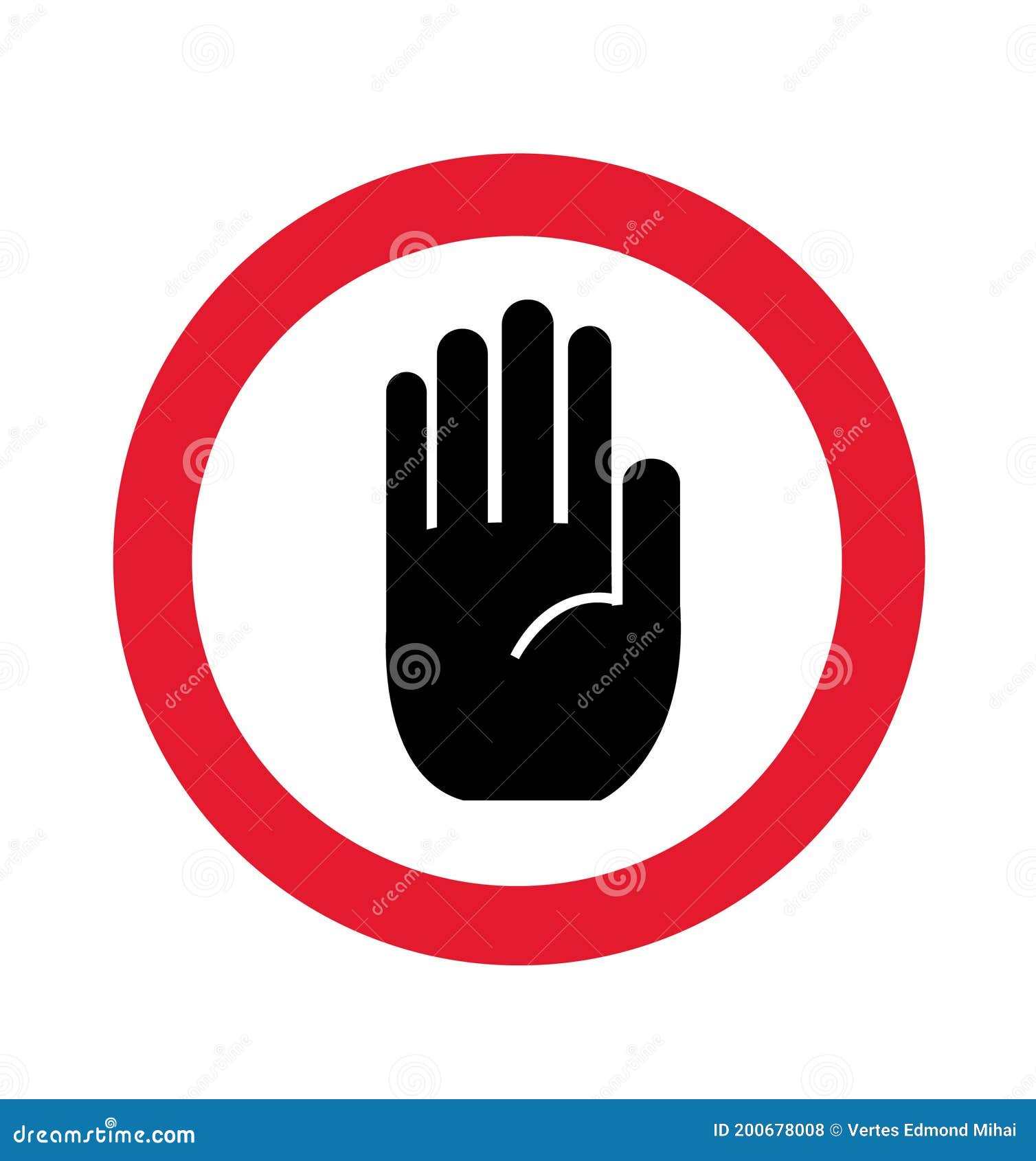 No Entry Hand Sign On Transparent Background. Red Stop Sign Icon With ...