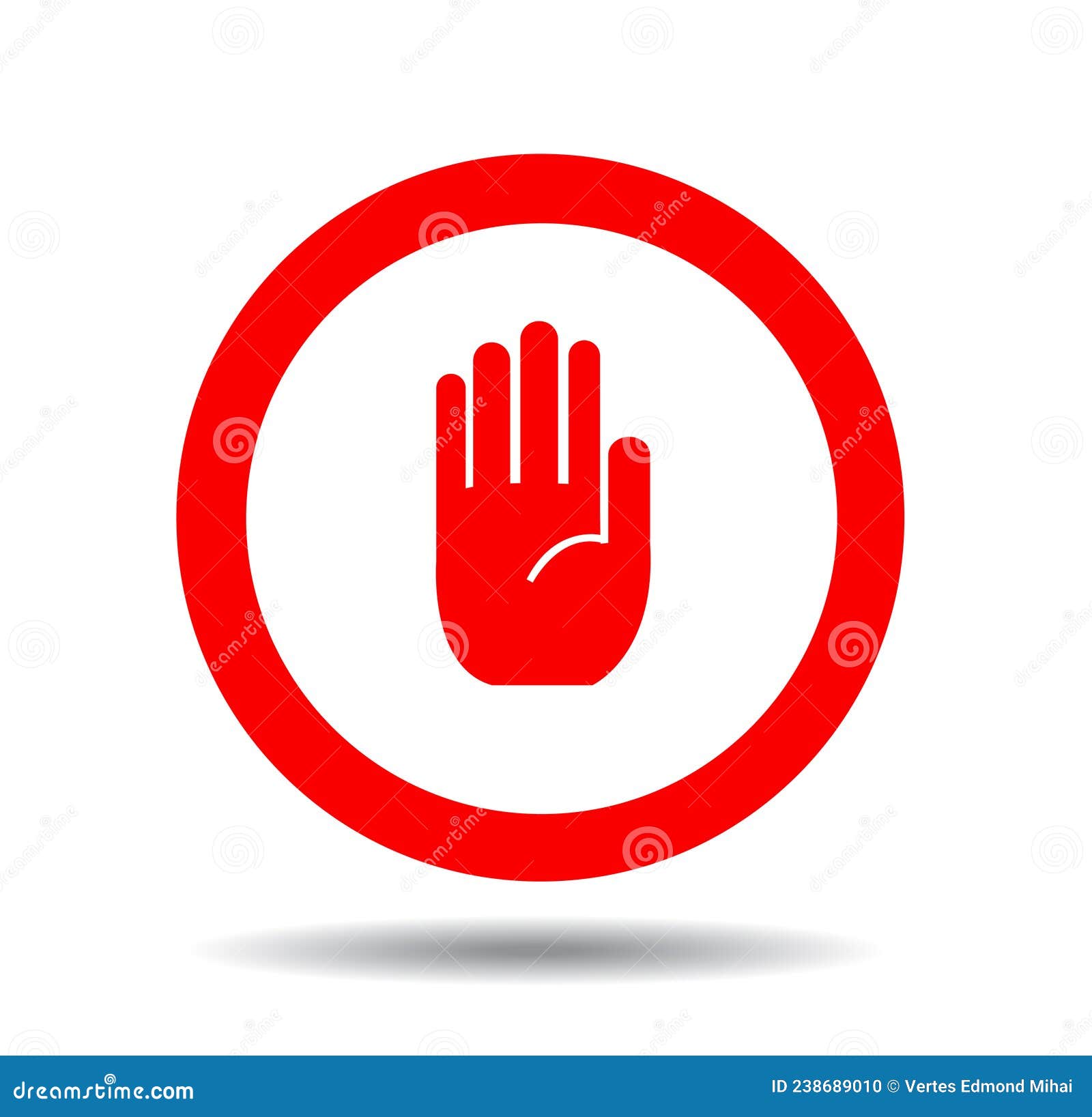 No Entry Hand Sign On Transparent Background. Red Stop Sign Icon With ...