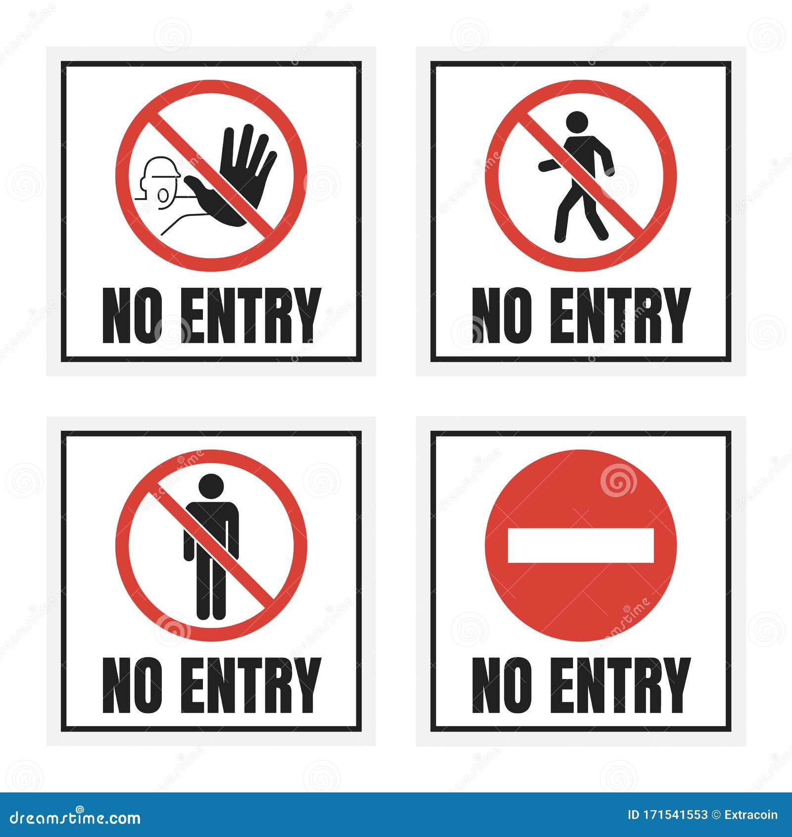 No Entry Label Set, No Access Sign with Man Silhouette Stock Vector ...