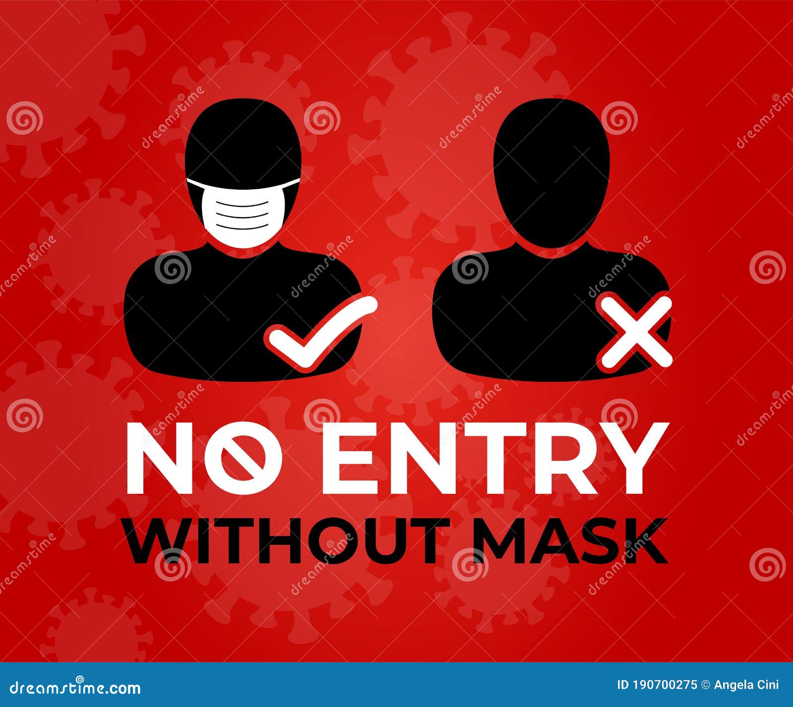Entry With Mask Sign Vector. Wear A Mask Icon. No Entry Without Face ...