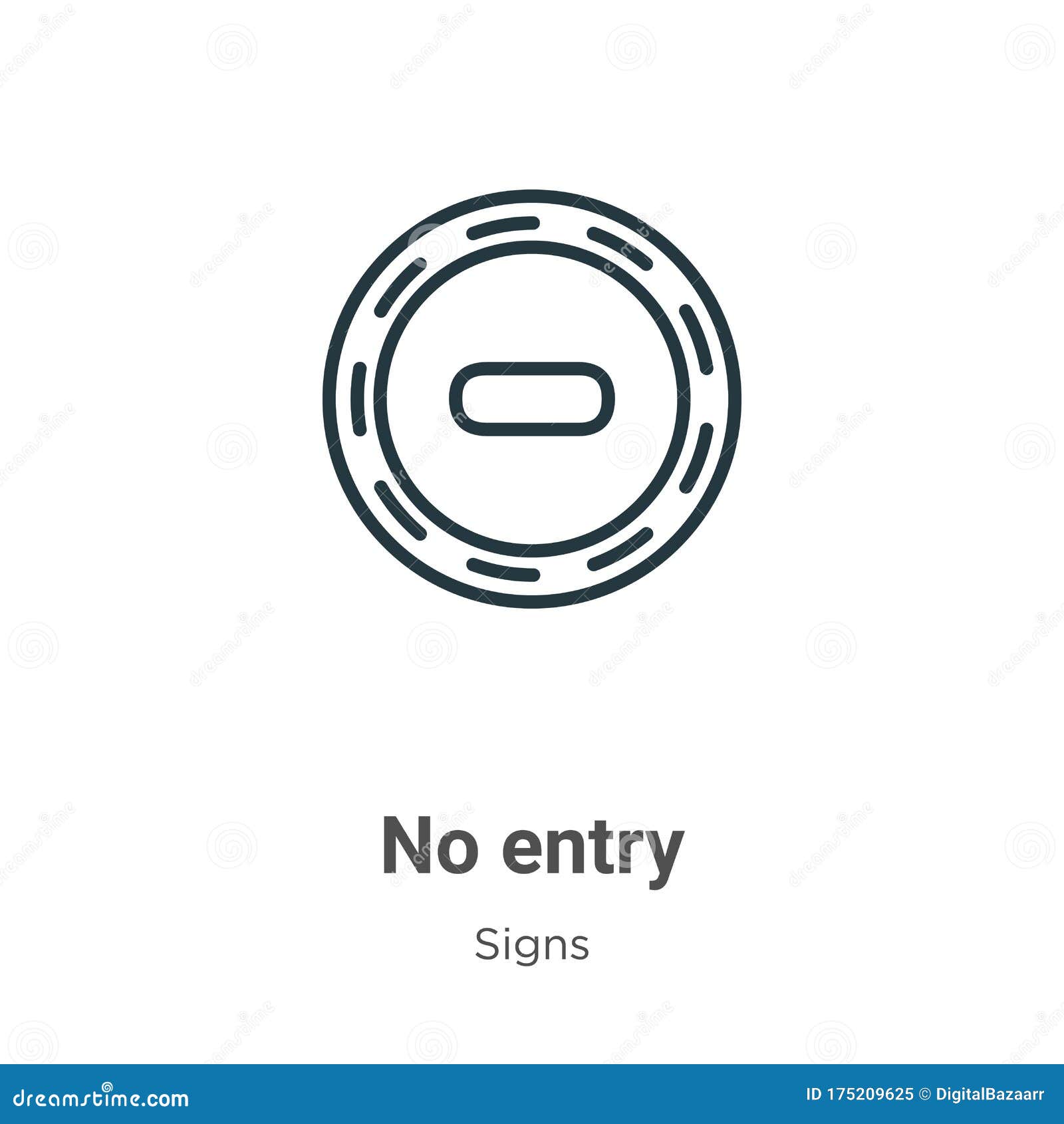 No Entry Outline Vector Icon. Thin Line Black No Entry Icon, Flat ...