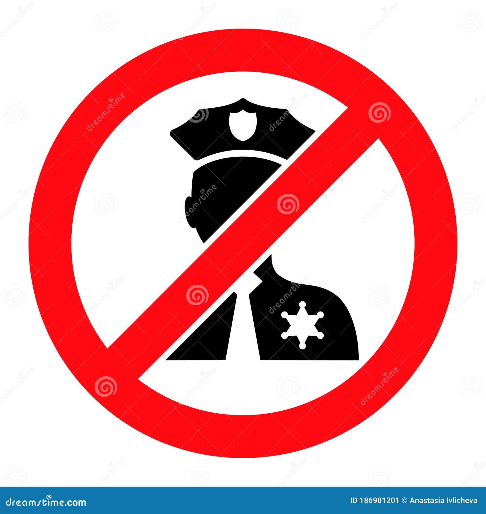 No Entry Police - Vector Icon Illustration Stock Vector - Illustration ...