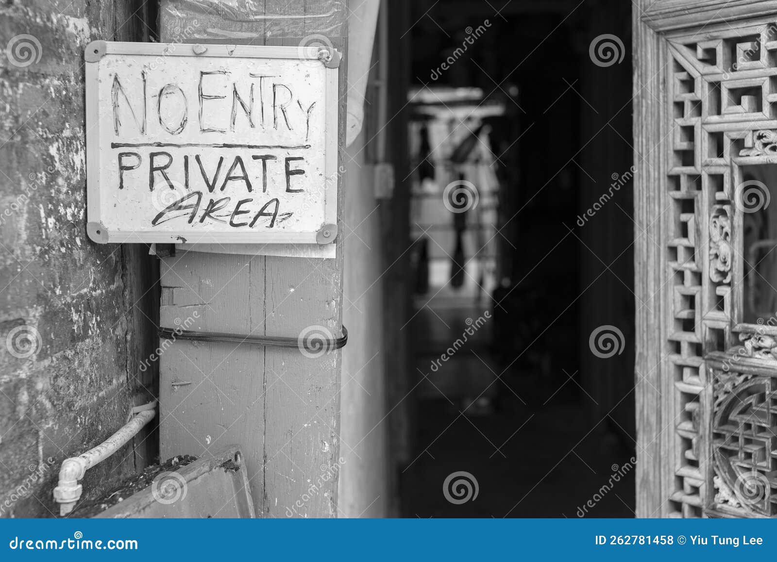 No Entry or Private Area Sign on an Old Building Stock Photo - Image of ...