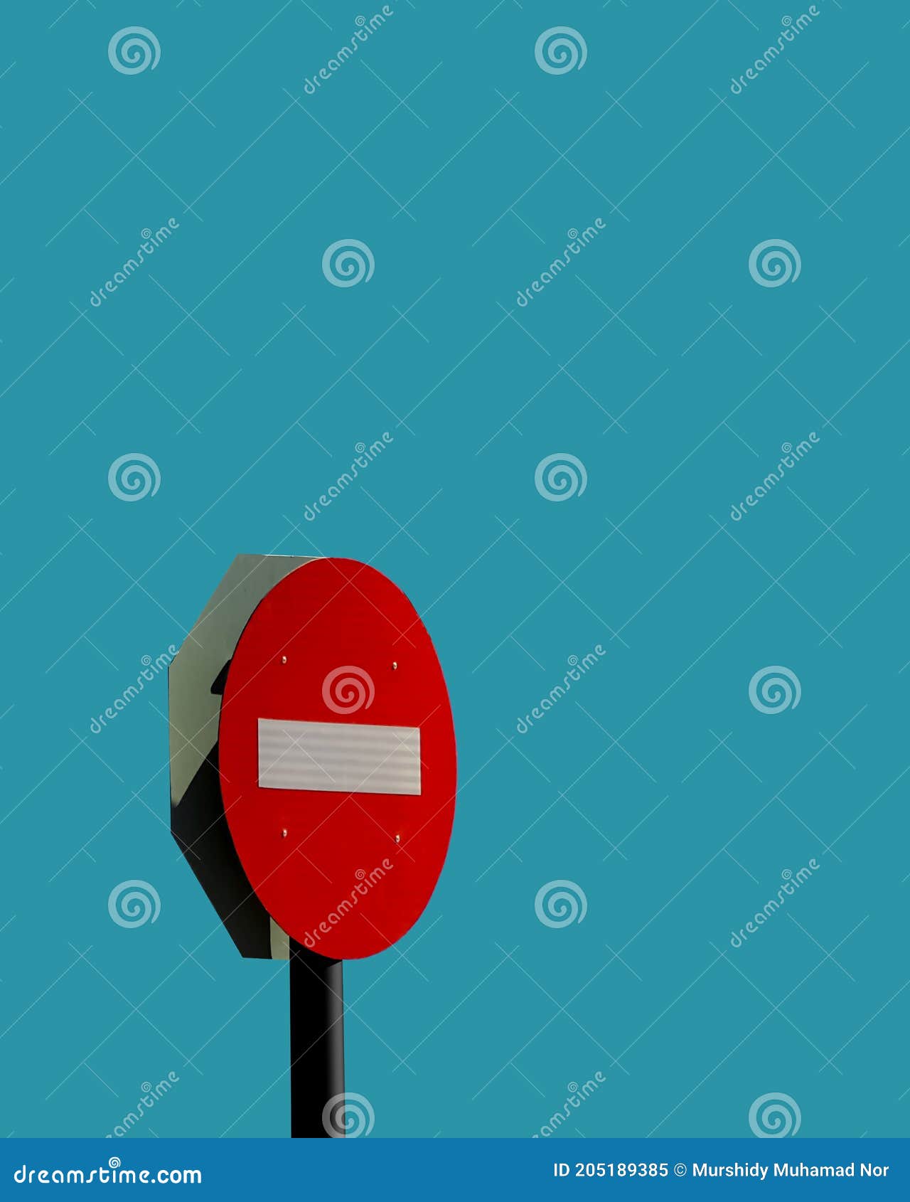 No Entry Sign with Blue Background Wall Stock Image - Image of ...