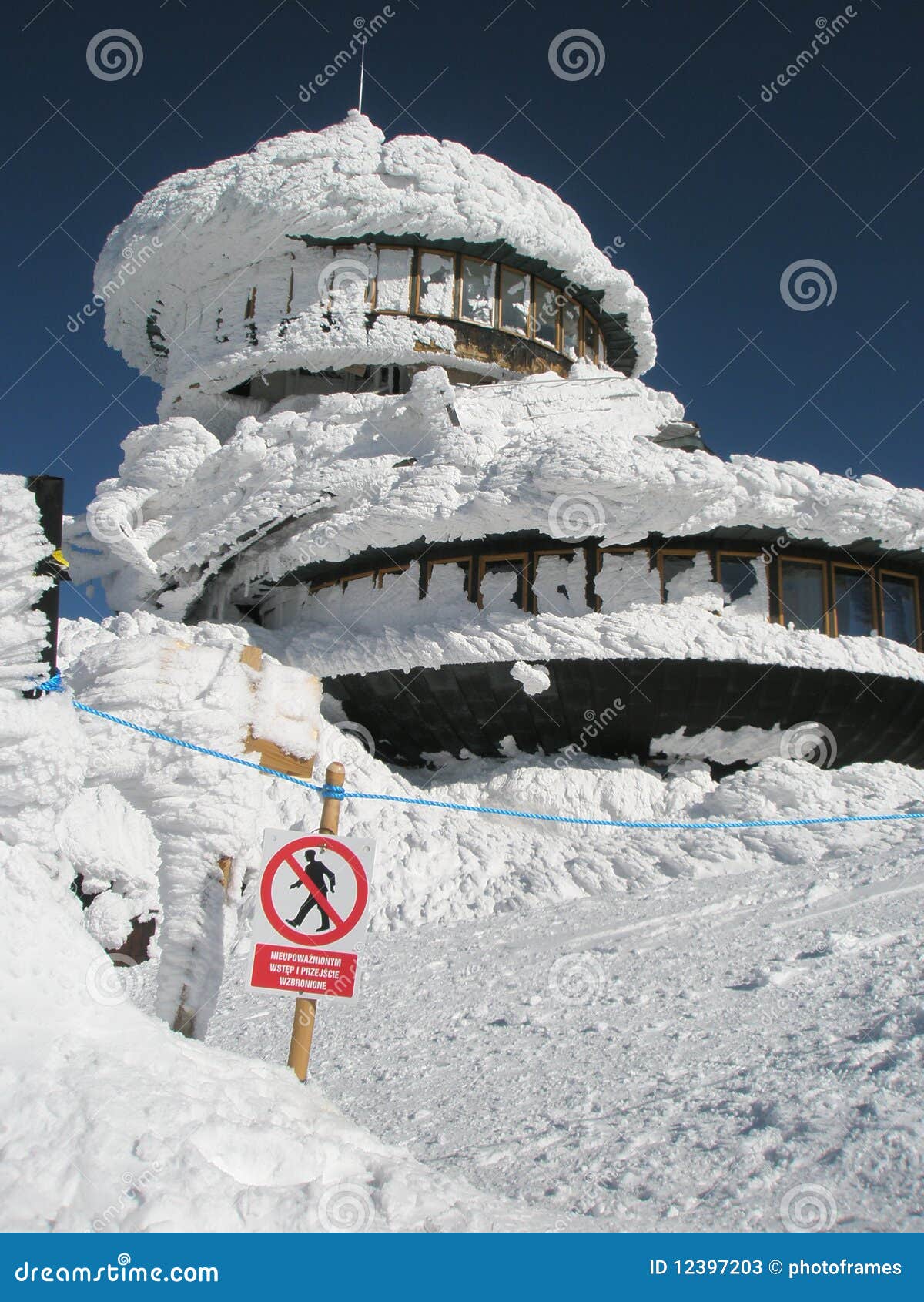 No Entry Sign ! Building Under Snow Stock Image - Image of trespass ...