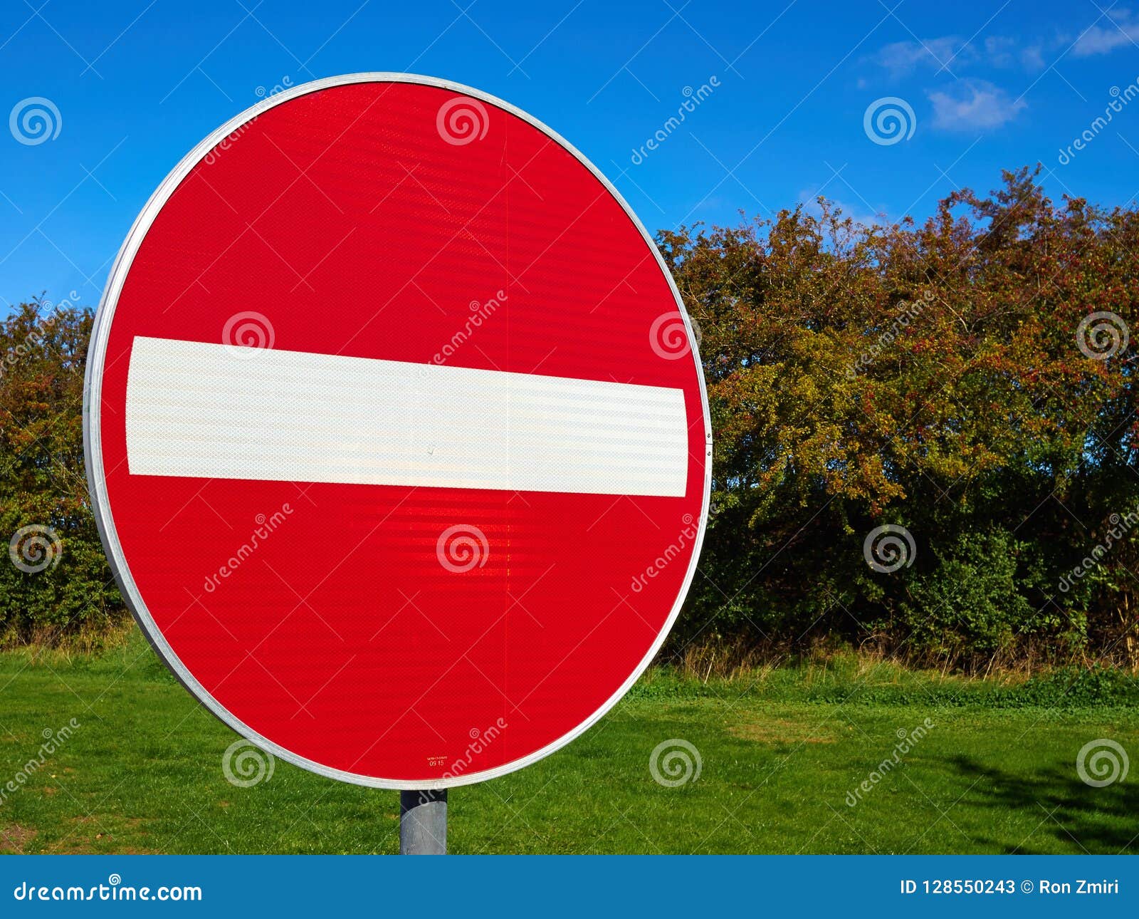 No Entry Sign with Clear Blue Sky Background Stock Image - Image of ...