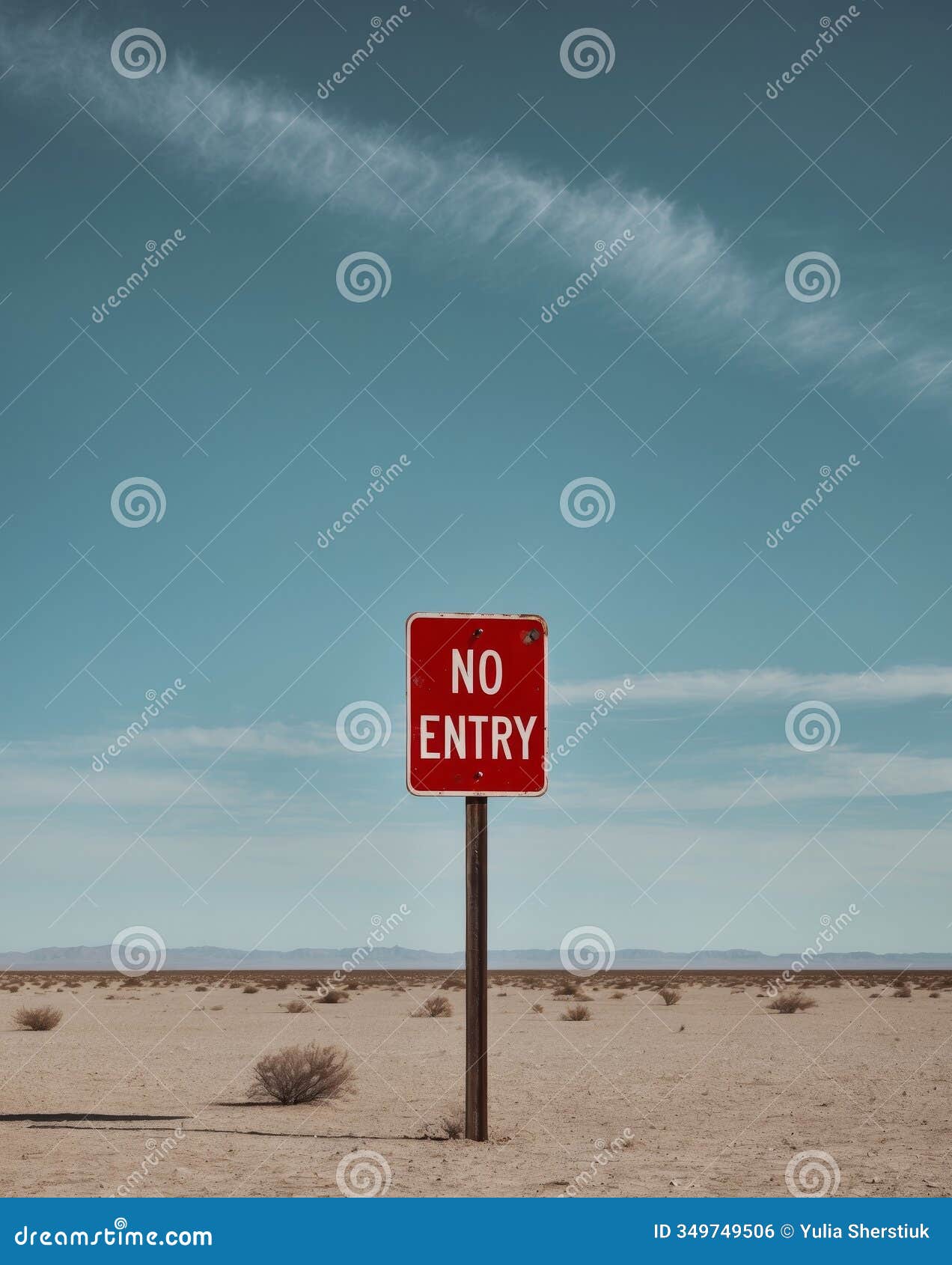 No Entry Sign in Desert Landscape Blue Sky Stock Photo - Image of flip ...