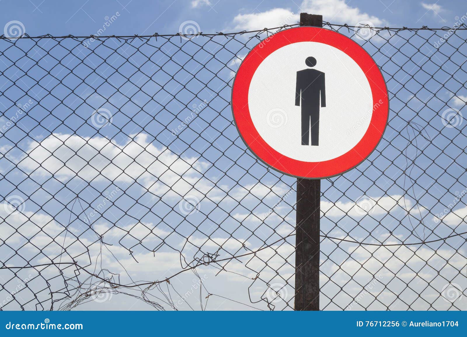 No Entry Sign on a Fence stock photo. Image of mark, fencing - 76712256
