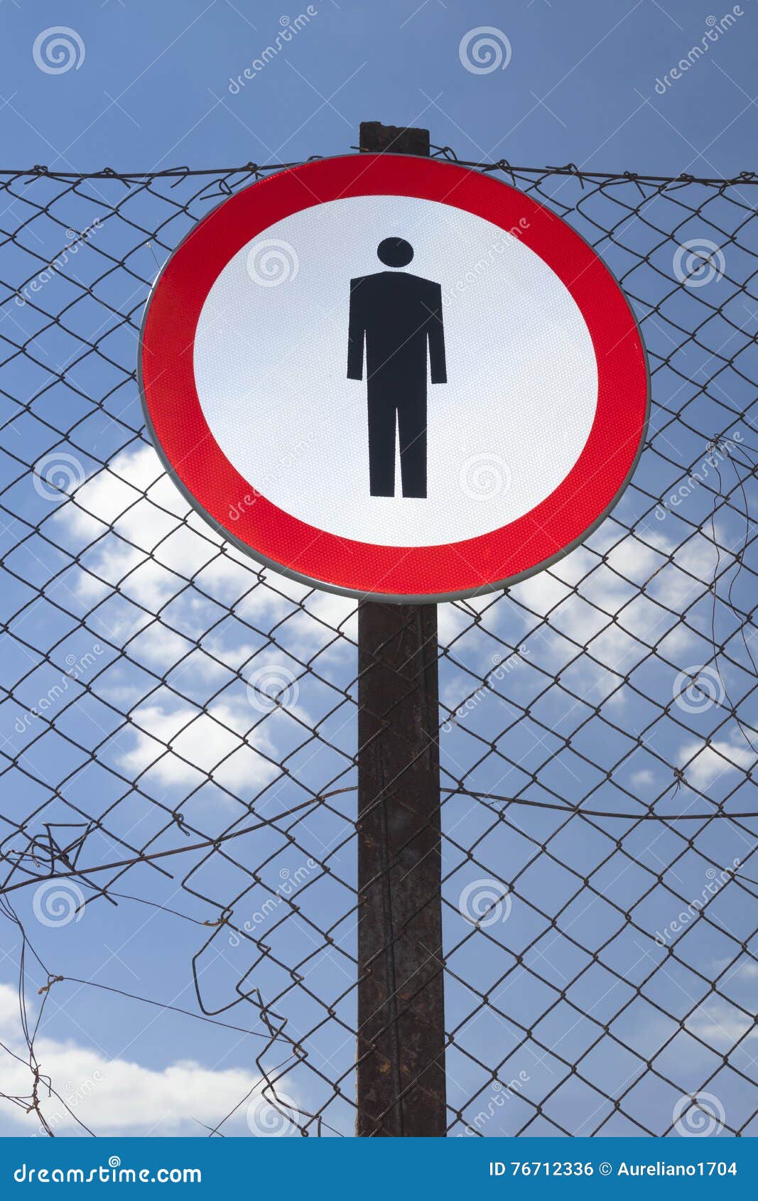 No Entry Sign on a Fence stock photo. Image of passage - 76712336