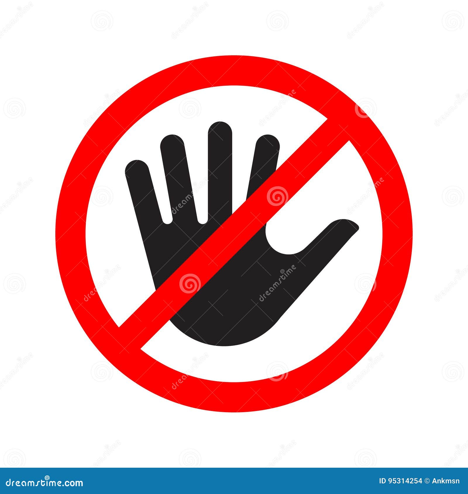 No Entry Sign Icon with a Crossed-out Hand Stock Vector - Illustration ...