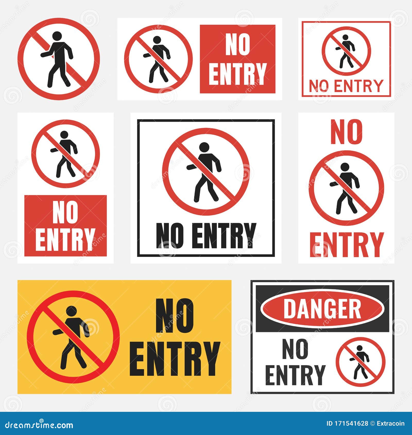 No Entry Sign Set, No Access Label Stock Vector - Illustration of ...