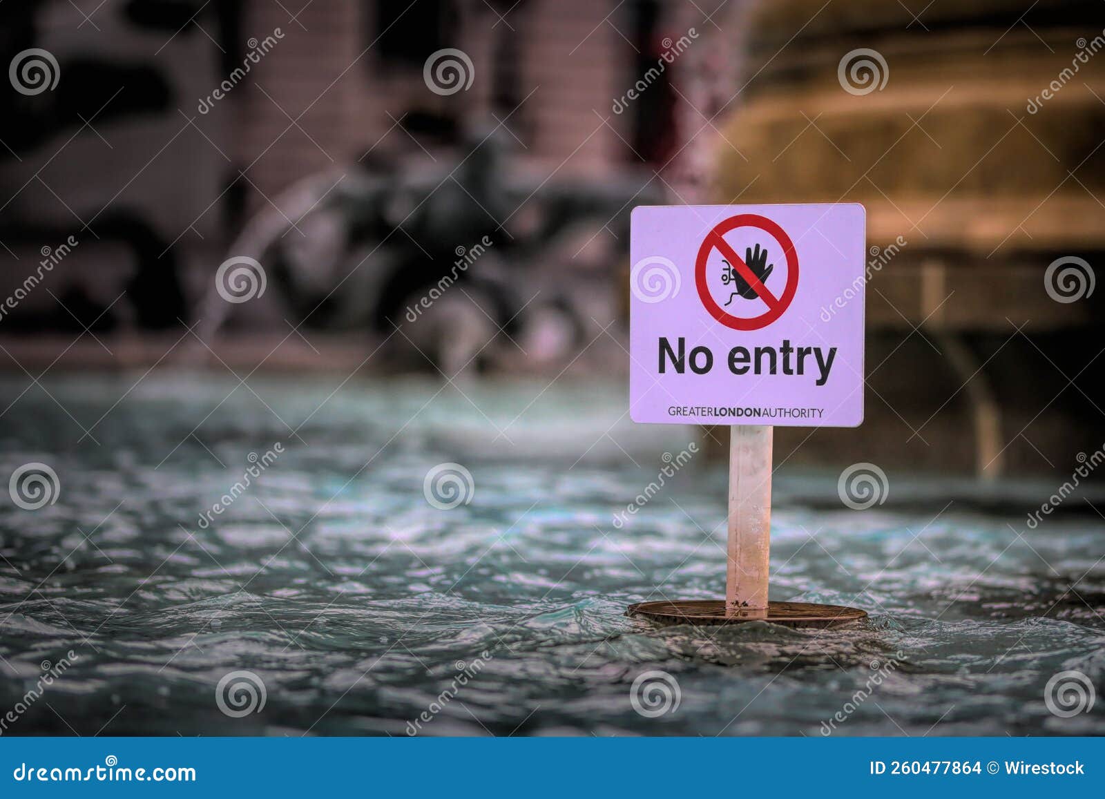 No Entry Sign in a Water Fountain Stock Photo - Image of wall, fountain ...