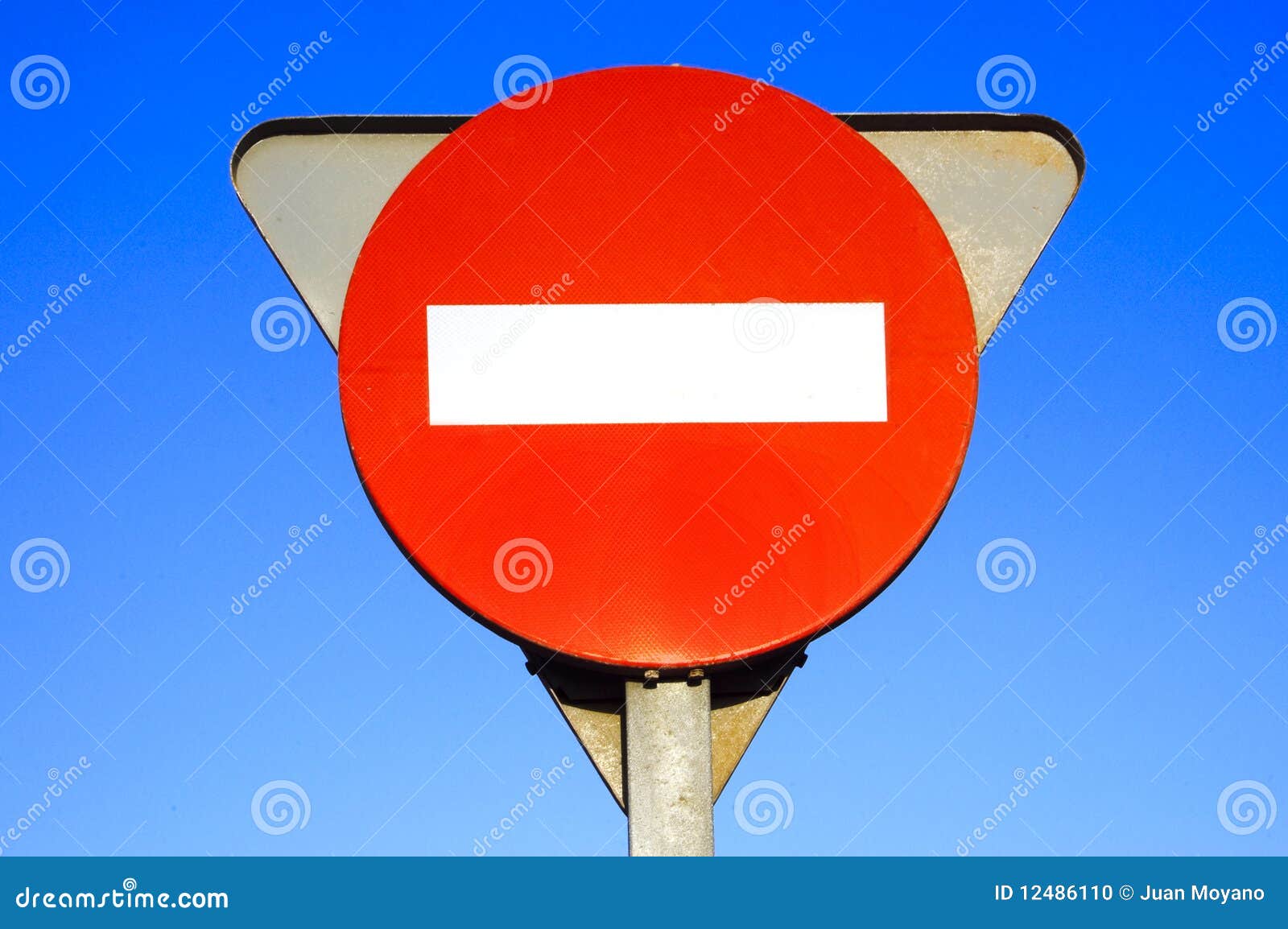 Red No Entry Traffic Sign On Metal Pole. Road Sign Royalty-Free Stock ...