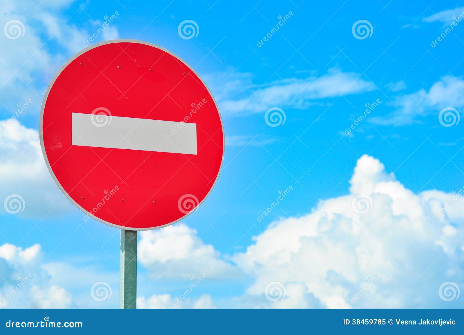NO ENTRY Traffic Sign Against Blue Sky with Clouds Stock Image - Image ...