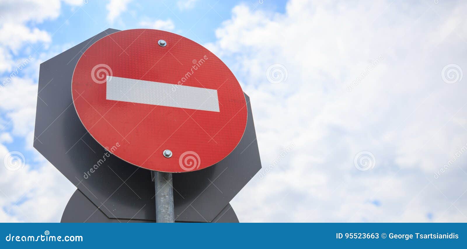 Red No Entry Traffic Sign On Metal Pole. Road Sign Royalty-Free Stock ...