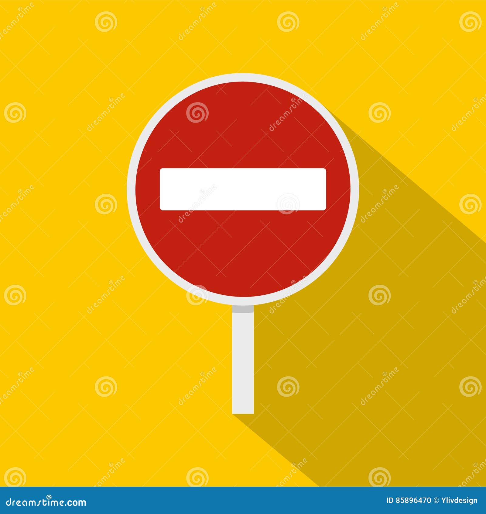 No Entry Traffic Sign Icon, Flat Style Stock Vector - Illustration of ...