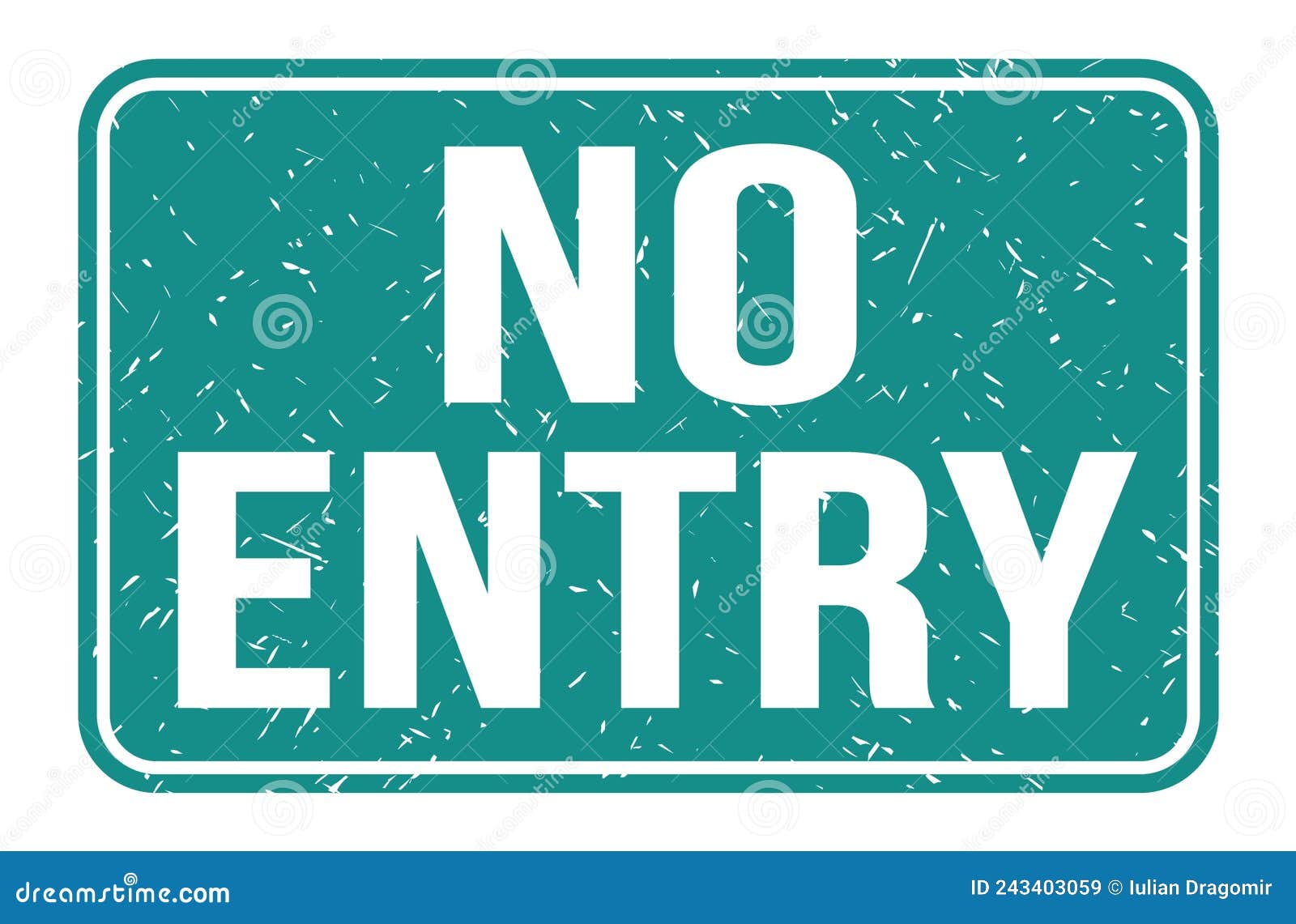 NO ENTRY, Words on Blue Rectangle Stamp Sign Stock Illustration ...