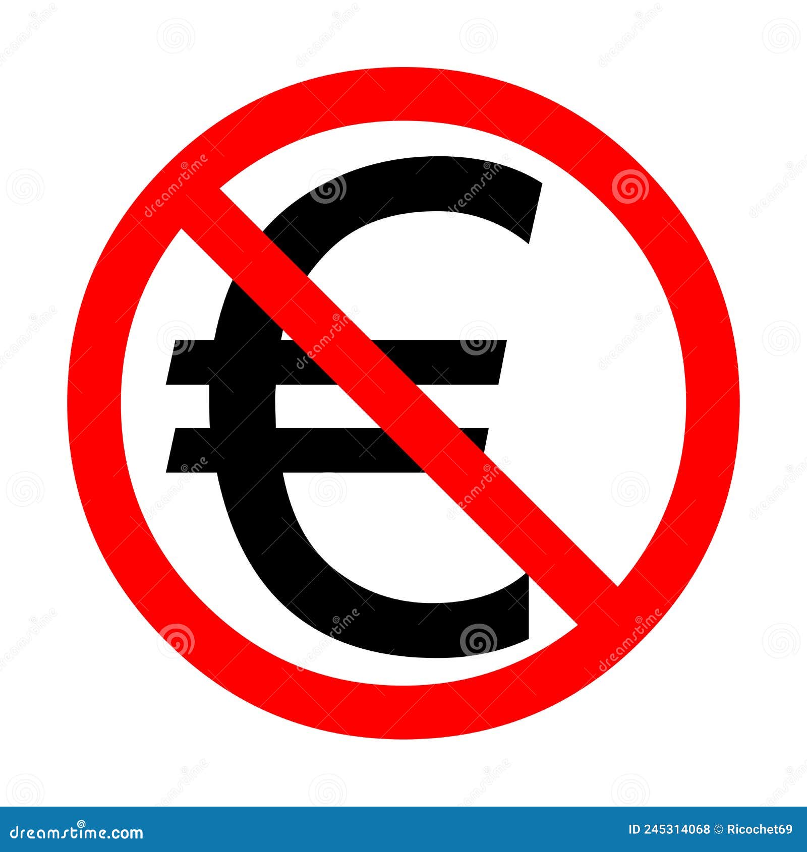 No Euro Accepted Symbol Icon Stock Illustration - Illustration of ...