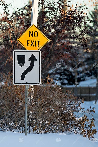No Exit Road Sign stock photo. Image of snow, sign, direction - 47608608