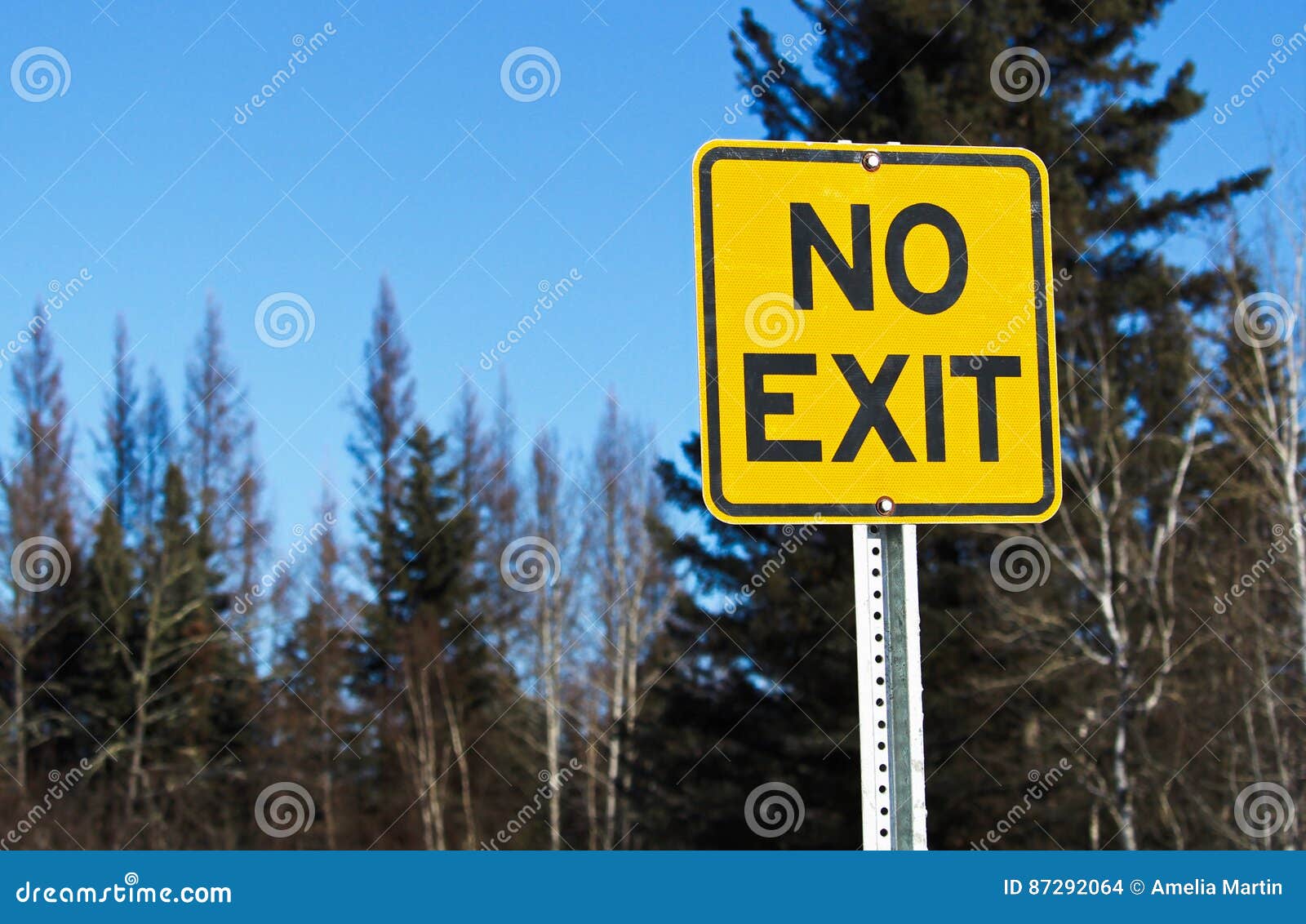 No Exit Sign on a Lonely Country Road Stock Photo - Image of clear ...
